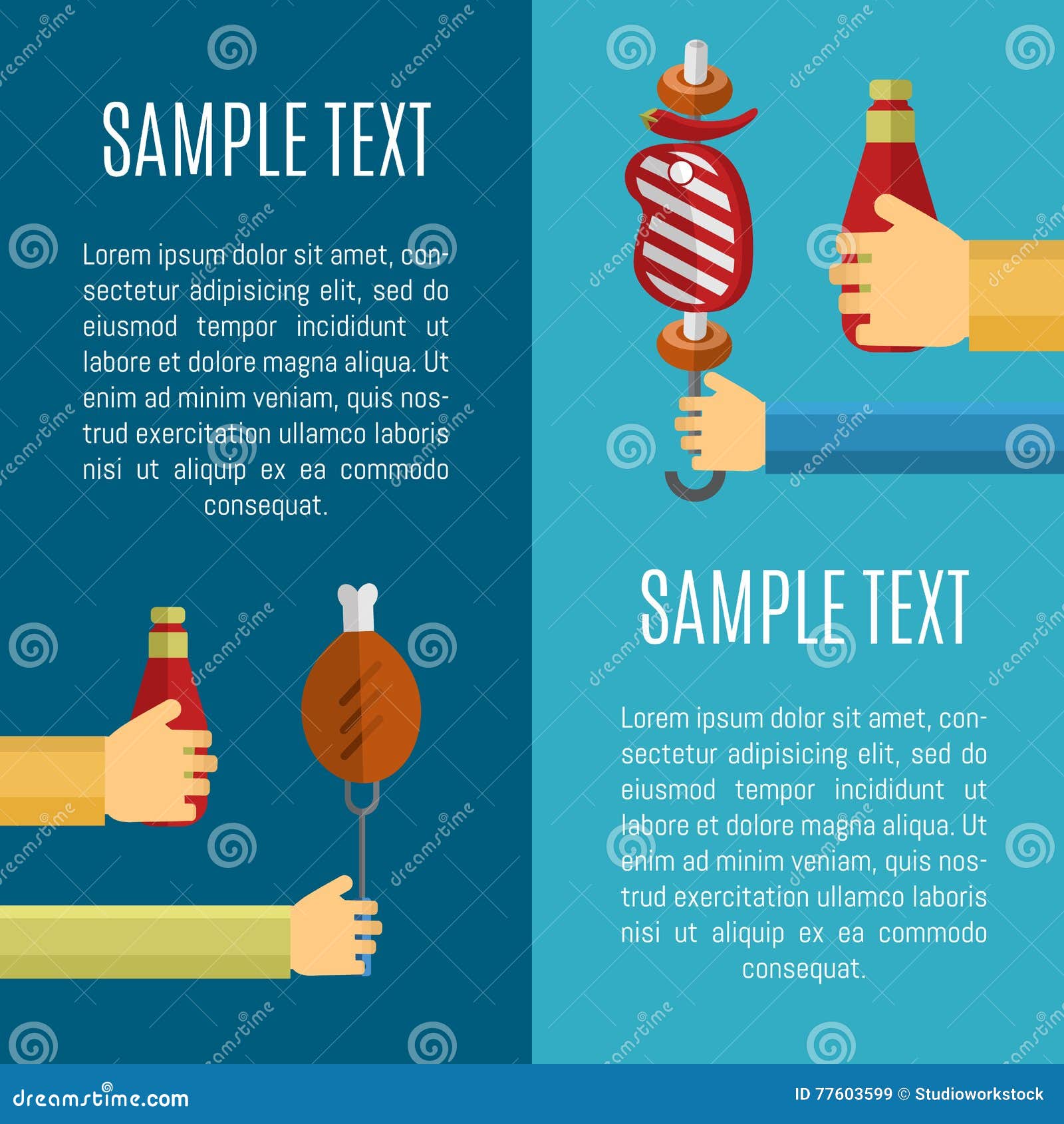 Barbecue Grill Vertical Banners Set Stock Vector - Illustration of ...