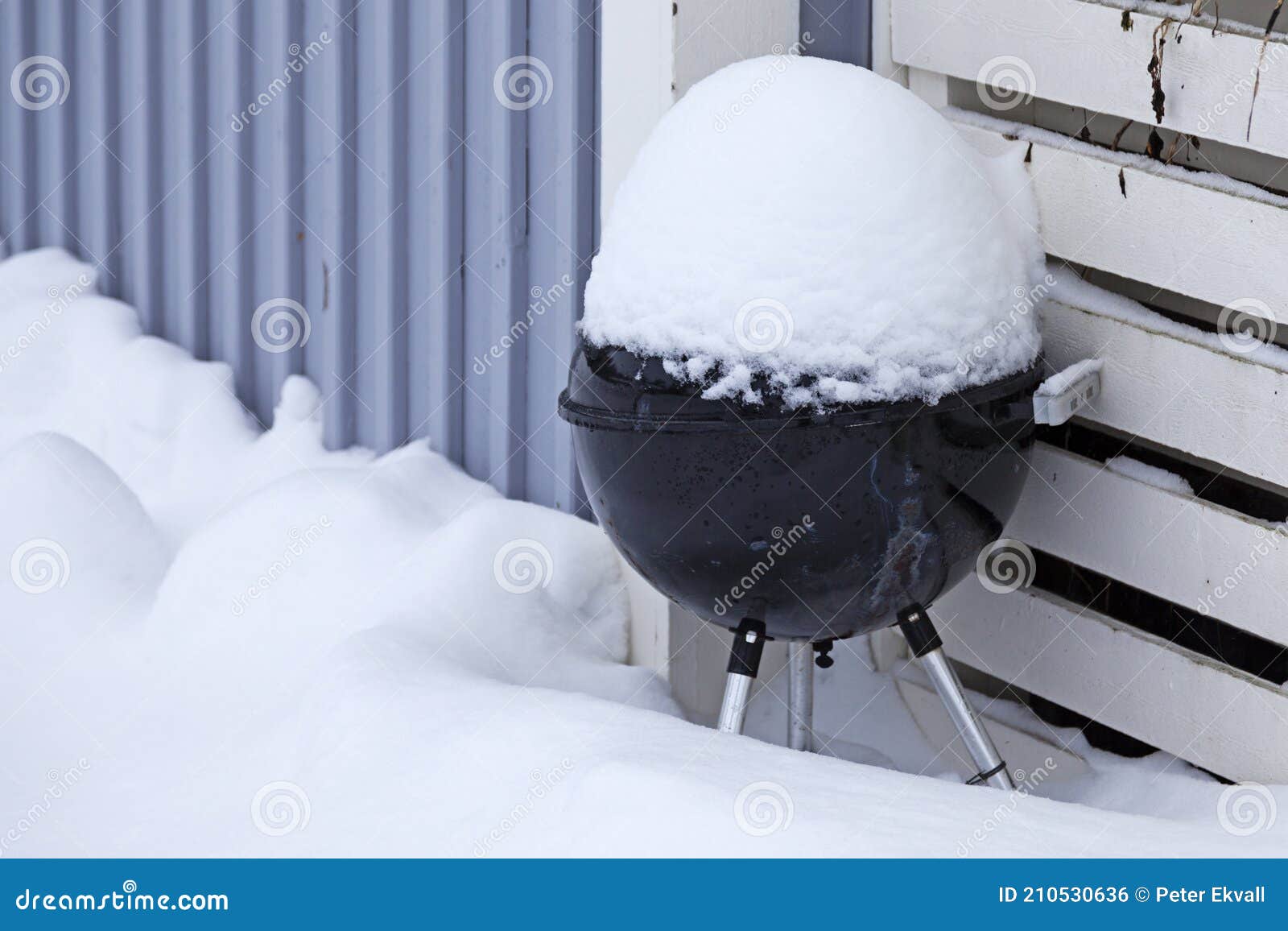 A Barbecue that Has Been Covered in Snow Stock Photo - Image of country ...
