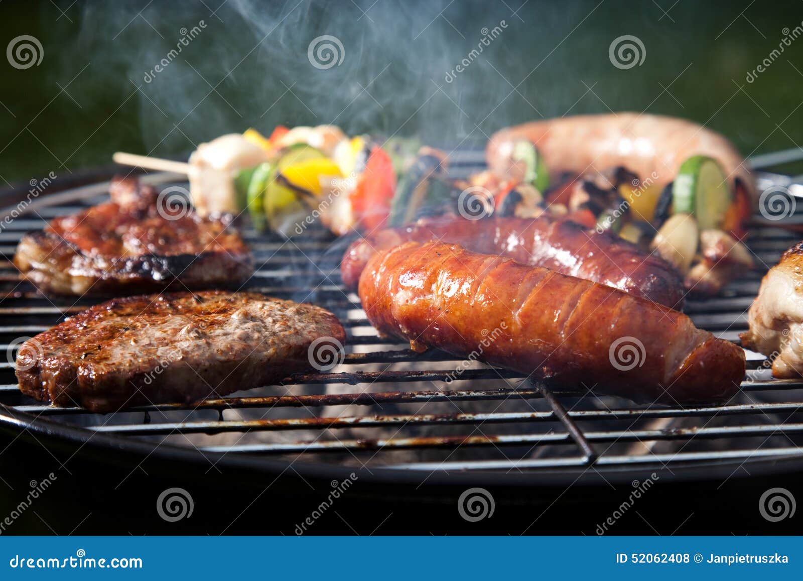 Barbecue a Hot Summer Evening, Grilling Stock Photo - Image of grid ...