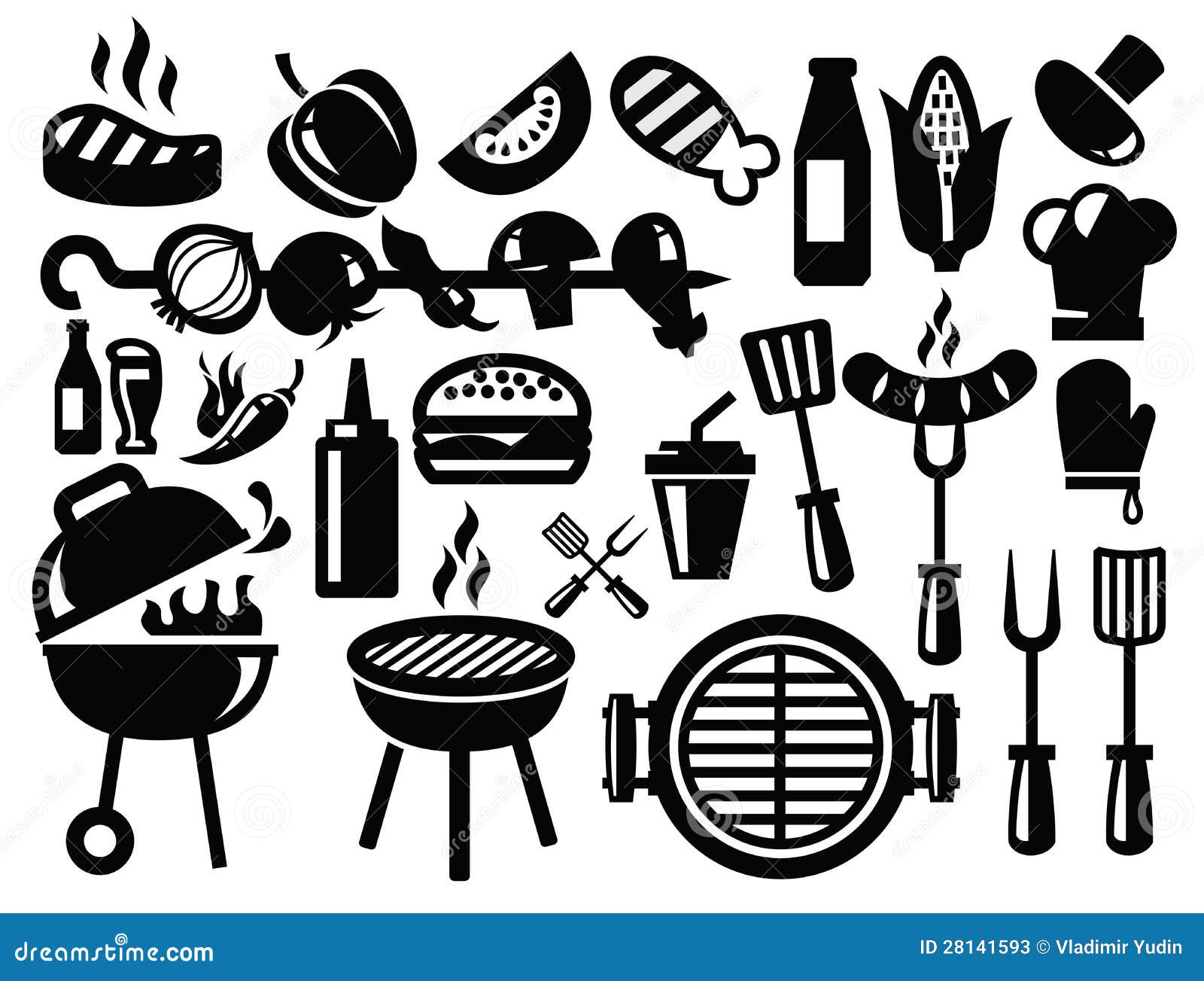 Barbecue icons stock vector. Illustration of sausage - 28141593