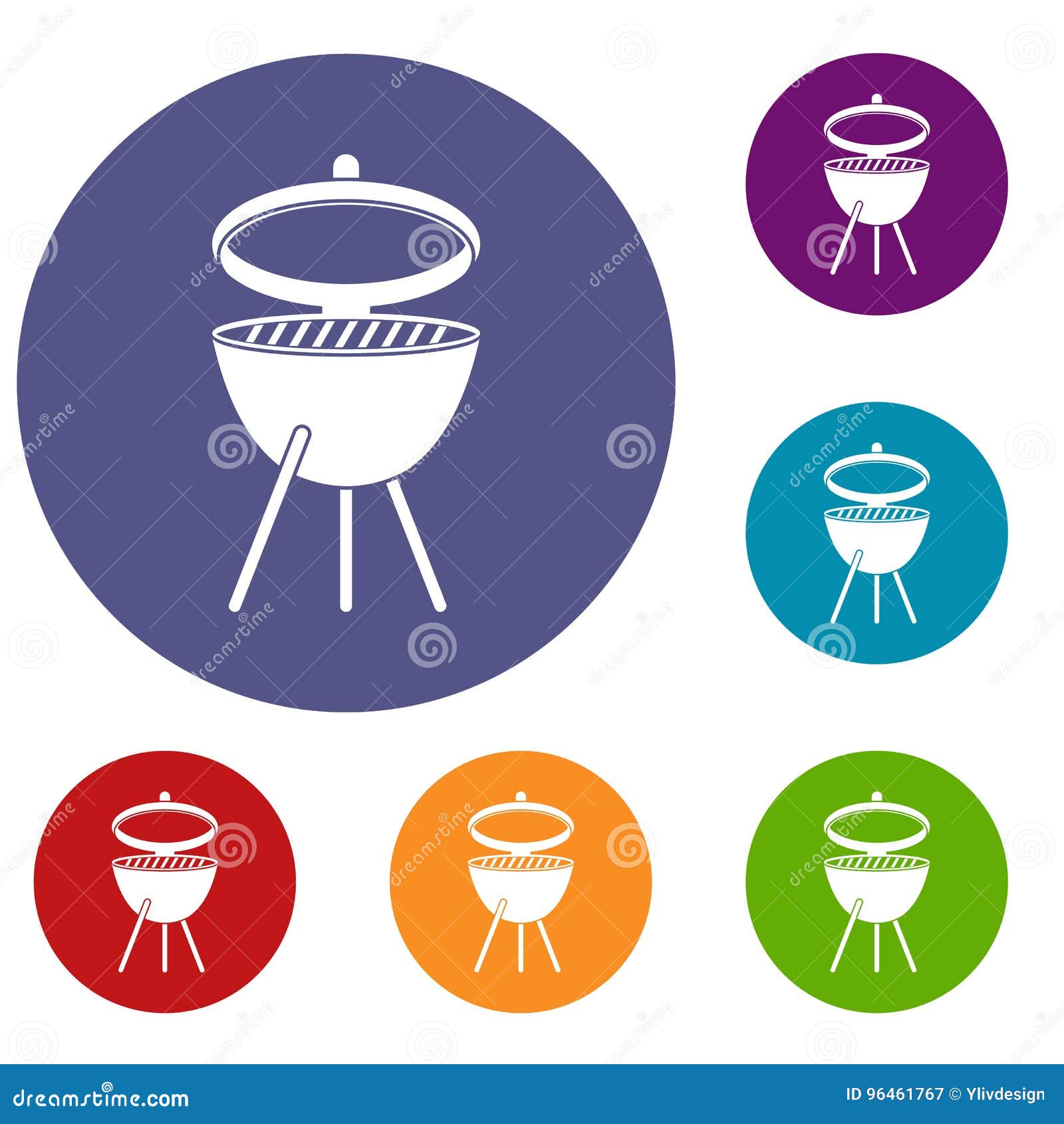 Barbecue icons set stock vector. Illustration of grilled - 96461767