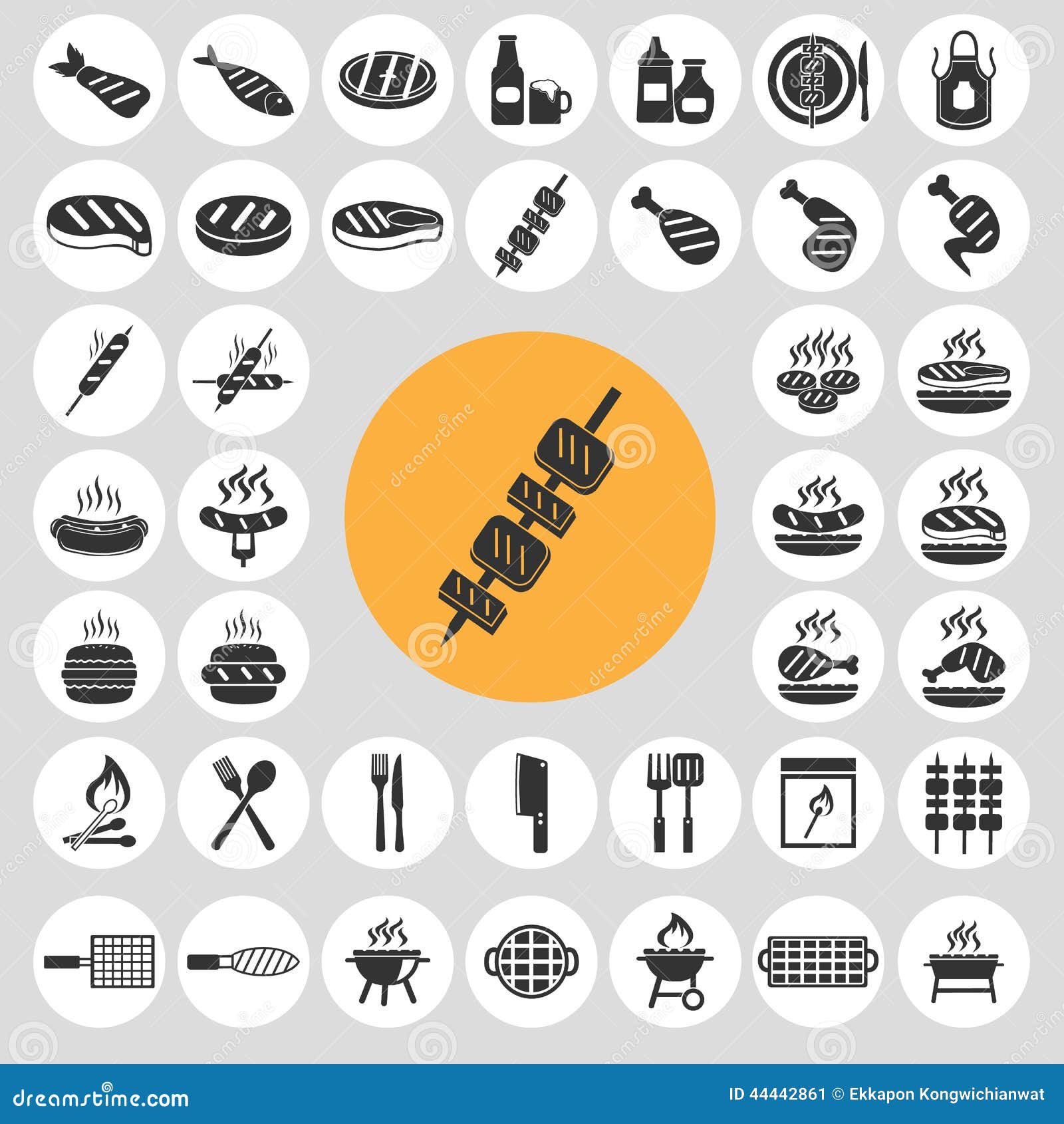 Barbecue icons set. stock illustration. Illustration of chef - 44442861