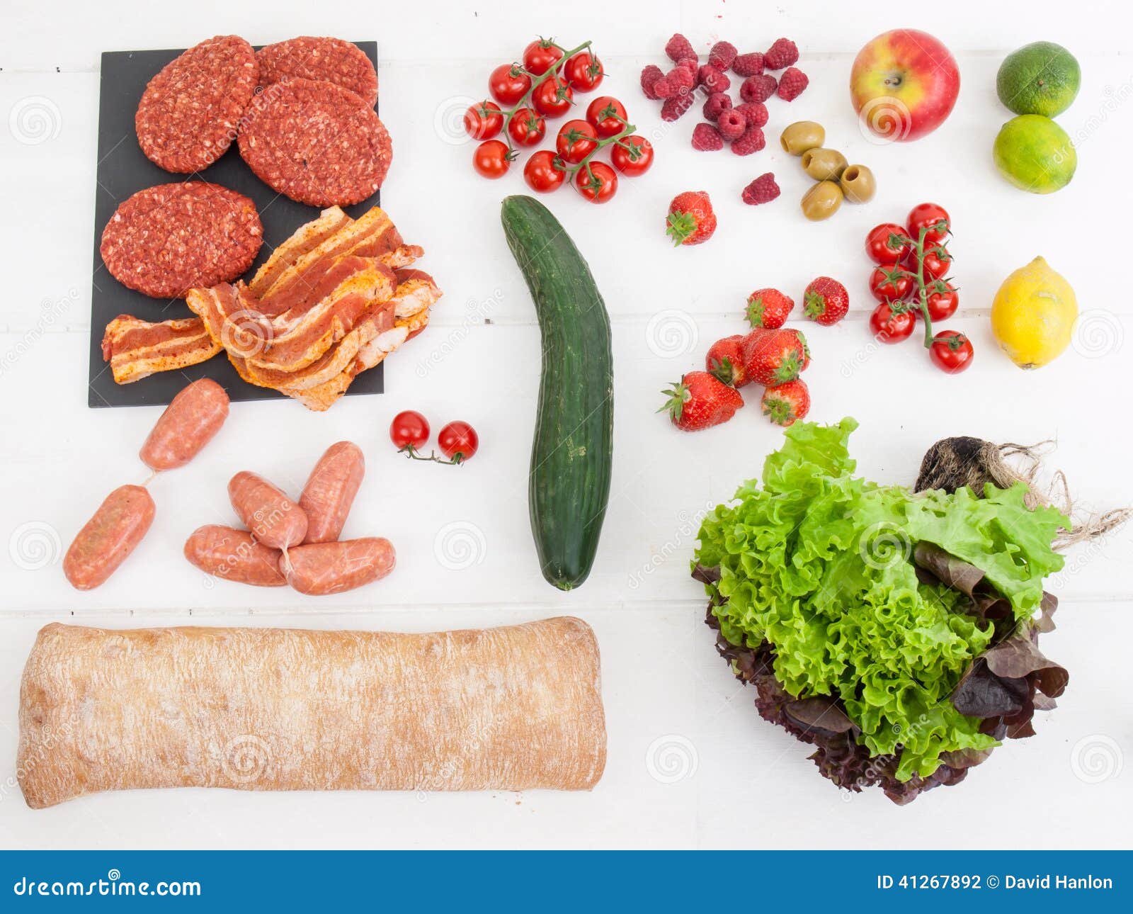 Barbecue Ingredients on a White Table Top Stock Photo - Image of food ...