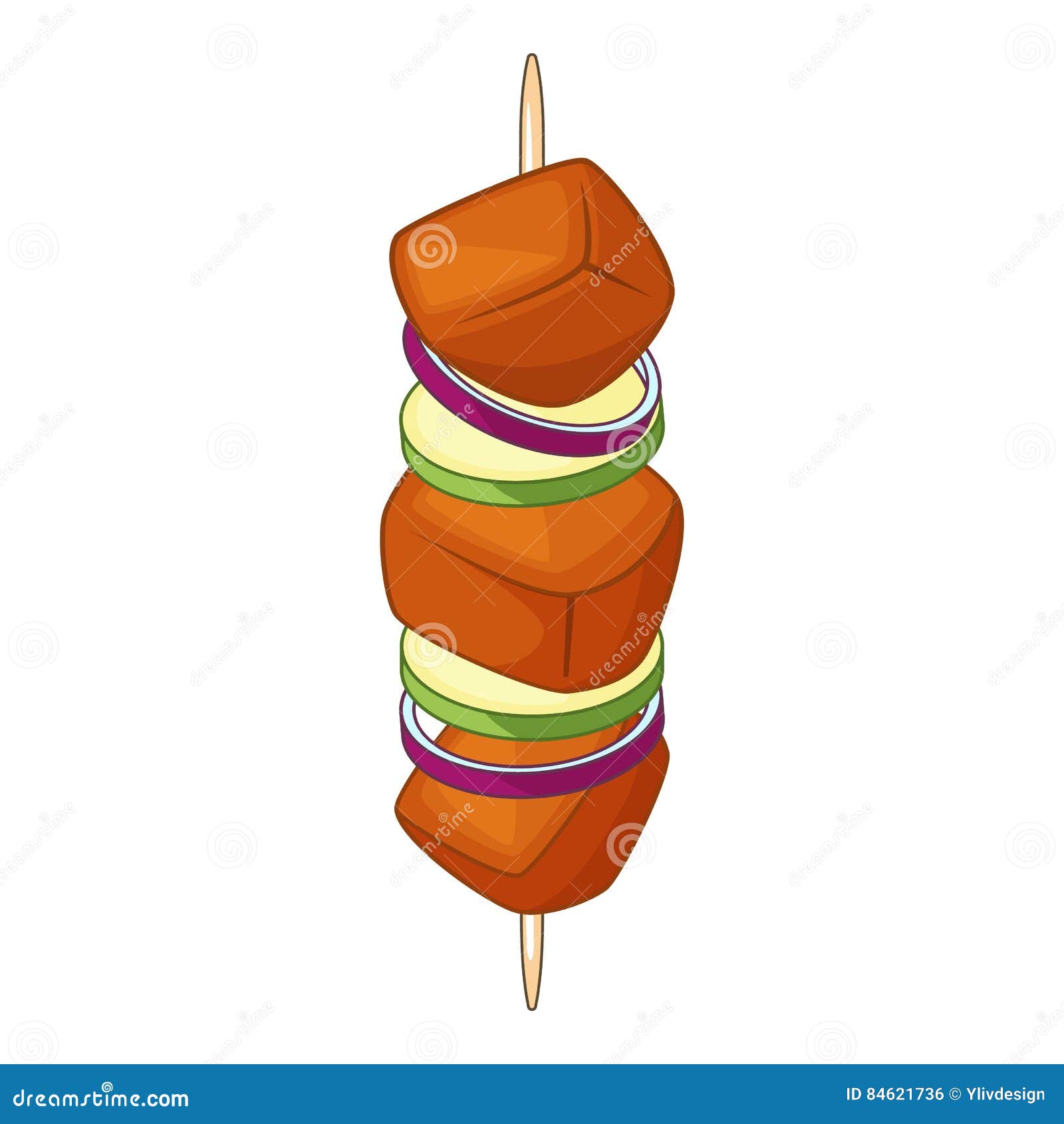 Barbecue Kebab on a Skewer Icon, Cartoon Style Stock Vector ...