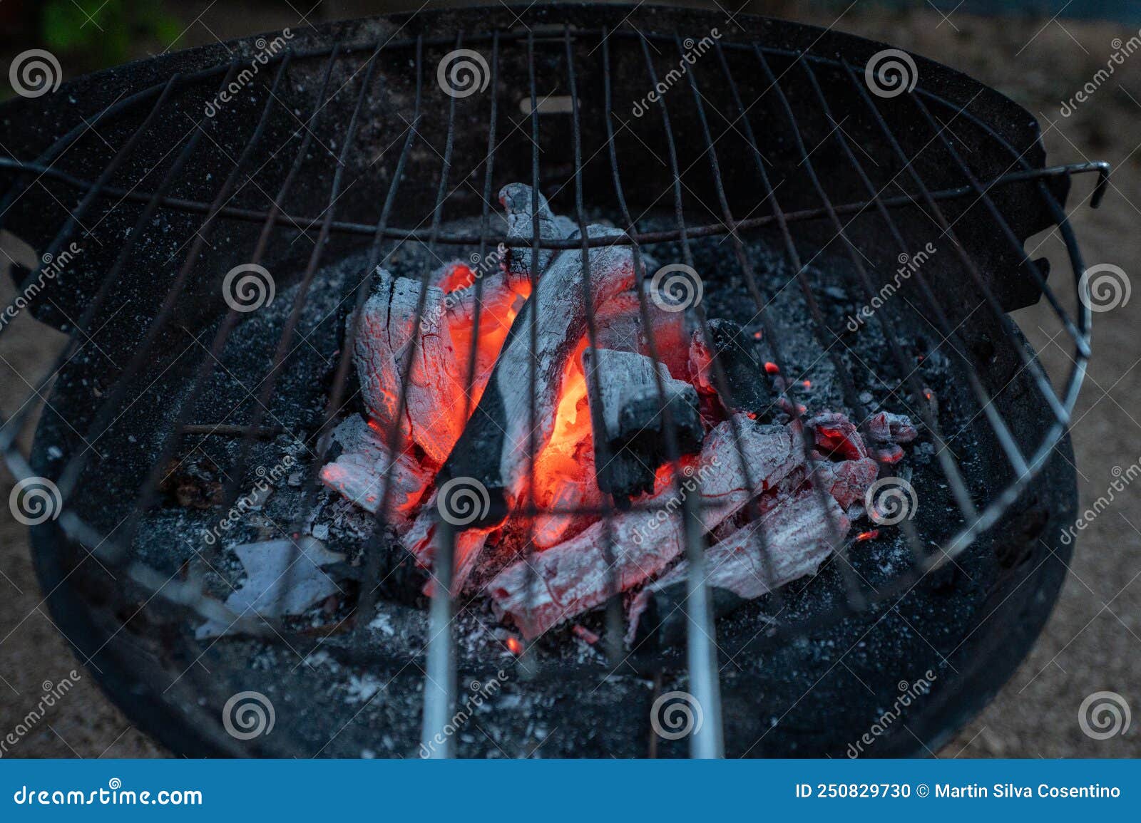 Barbecue Lit with Charcoal in Summer Stock Photo - Image of cooking ...