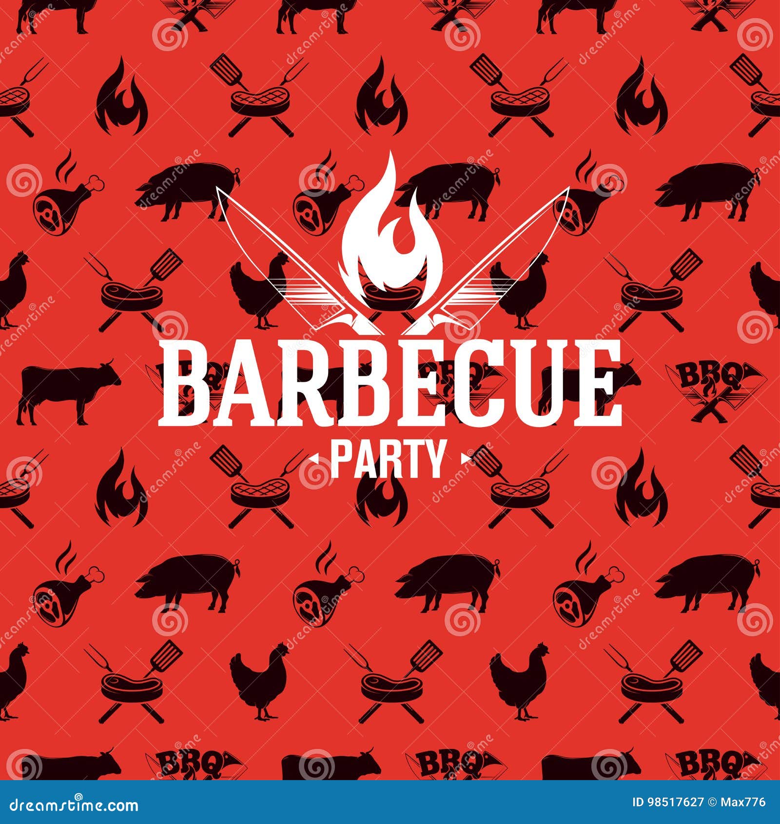 Barbecue Logo With Fire Design Illustration, Restaurant Logos Cartoon ...