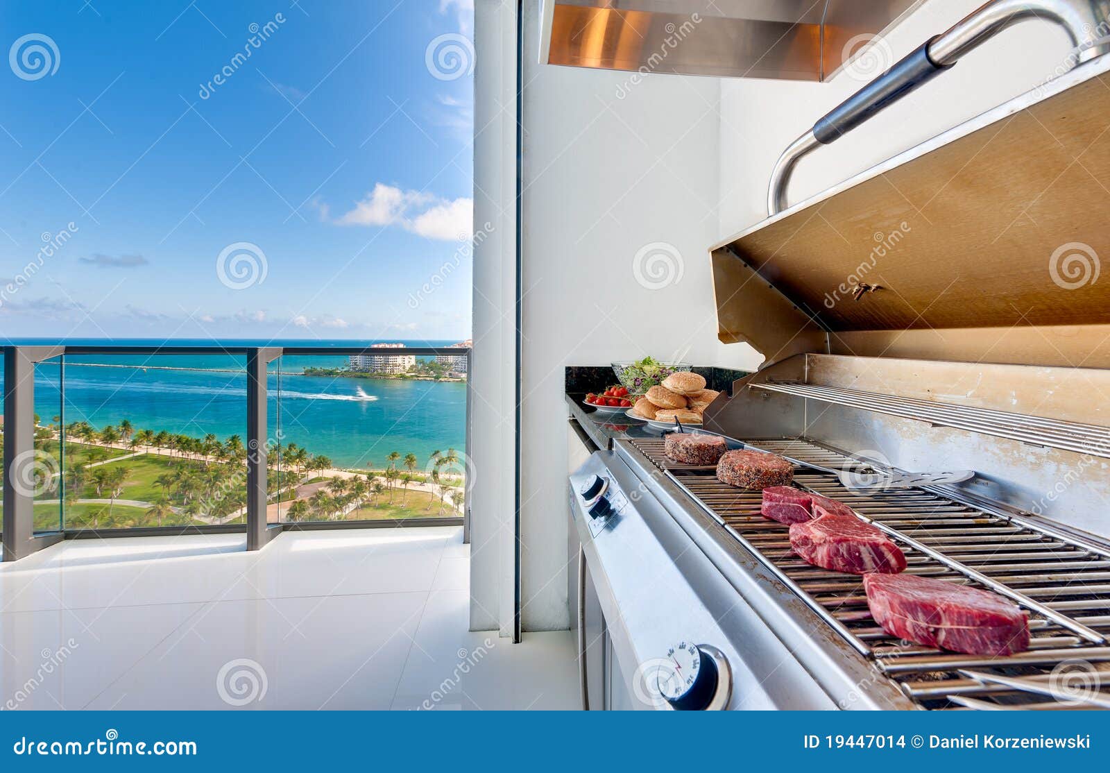 Barbecue in Luxury Terrace. Stock Photo - Image of grill, architecture ...