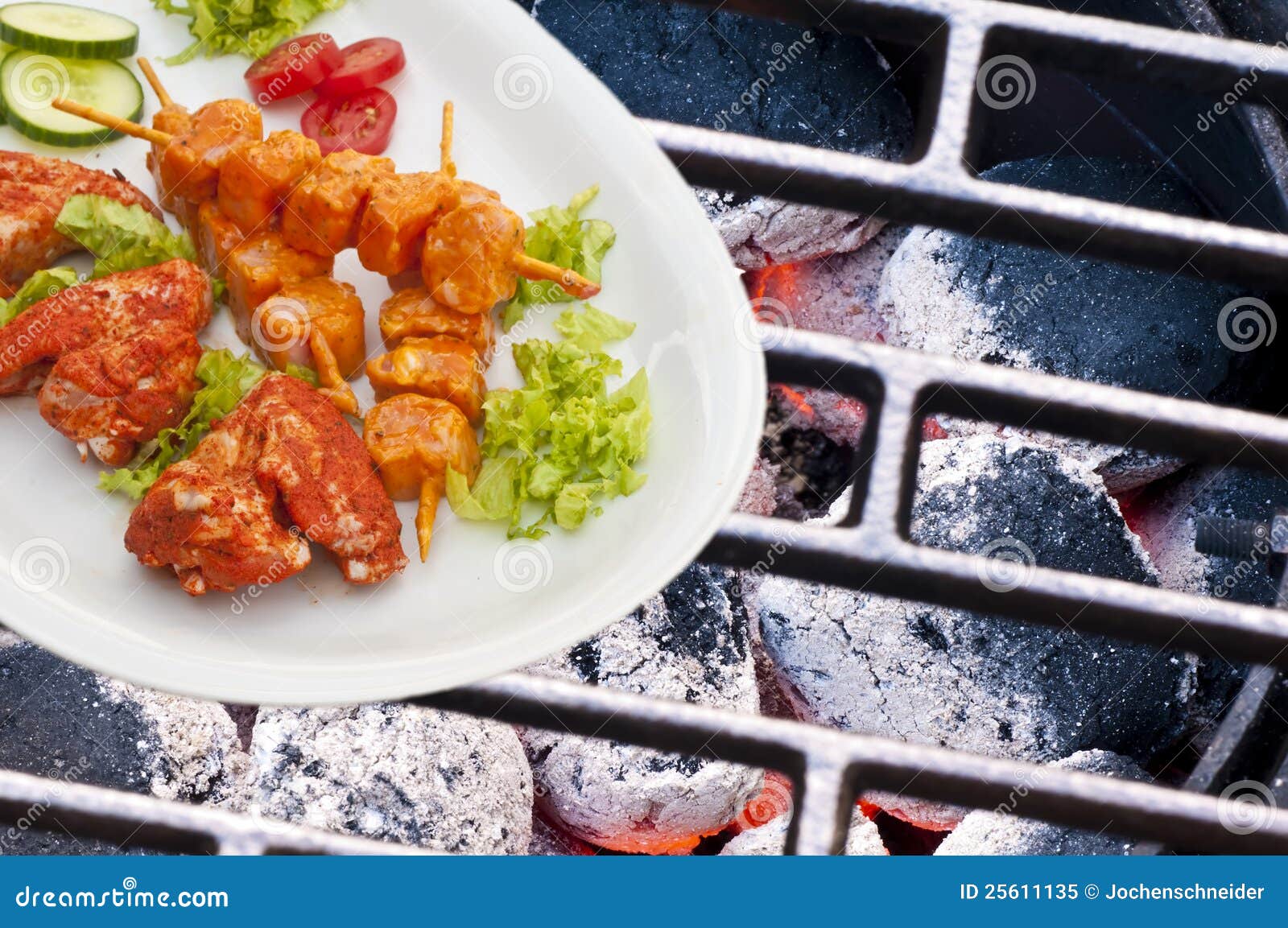 Barbecue with Marinated Meat Stock Image - Image of closeup, charcoal ...