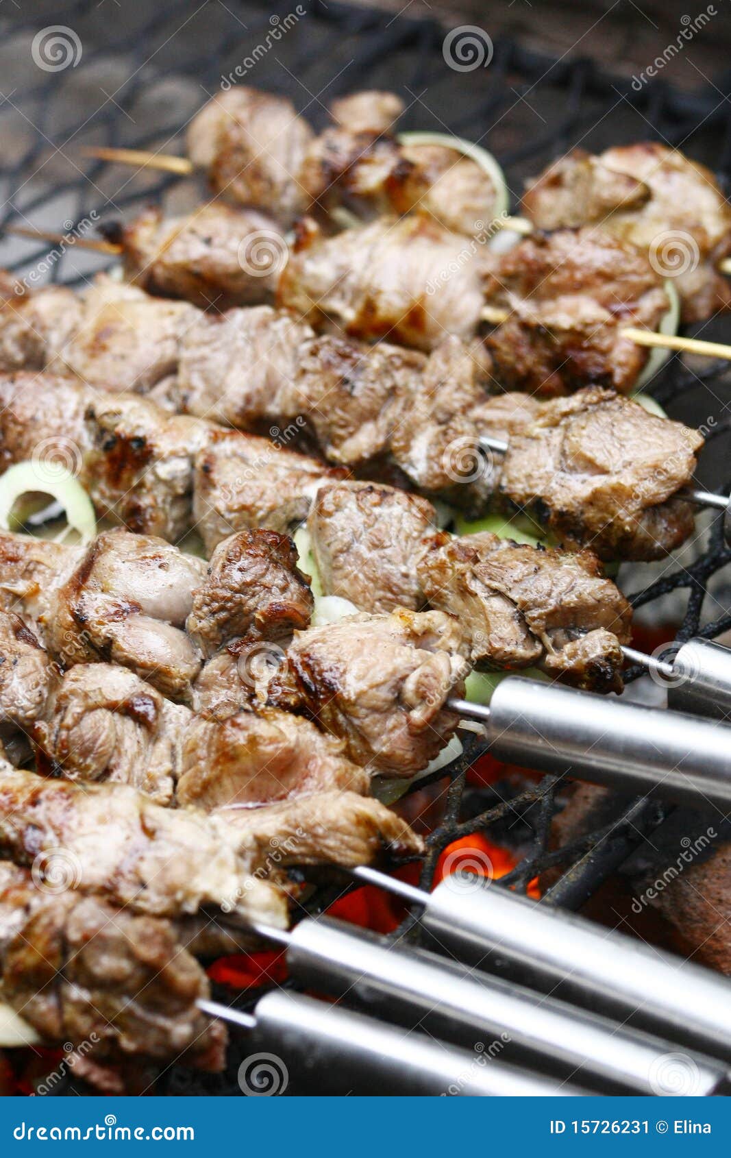 Barbecue meat on grill stock image. Image of cuisine - 15726231