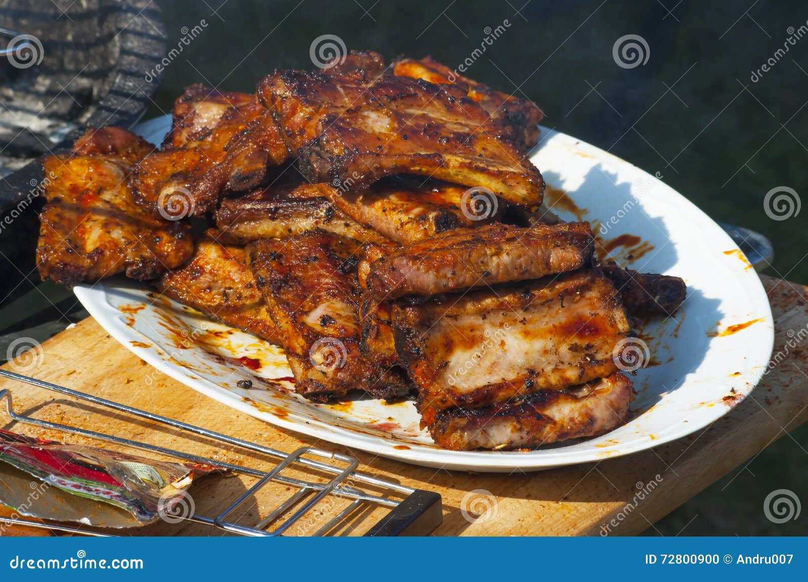 Barbecue meat stock photo. Image of fried, together, smoke - 72800900
