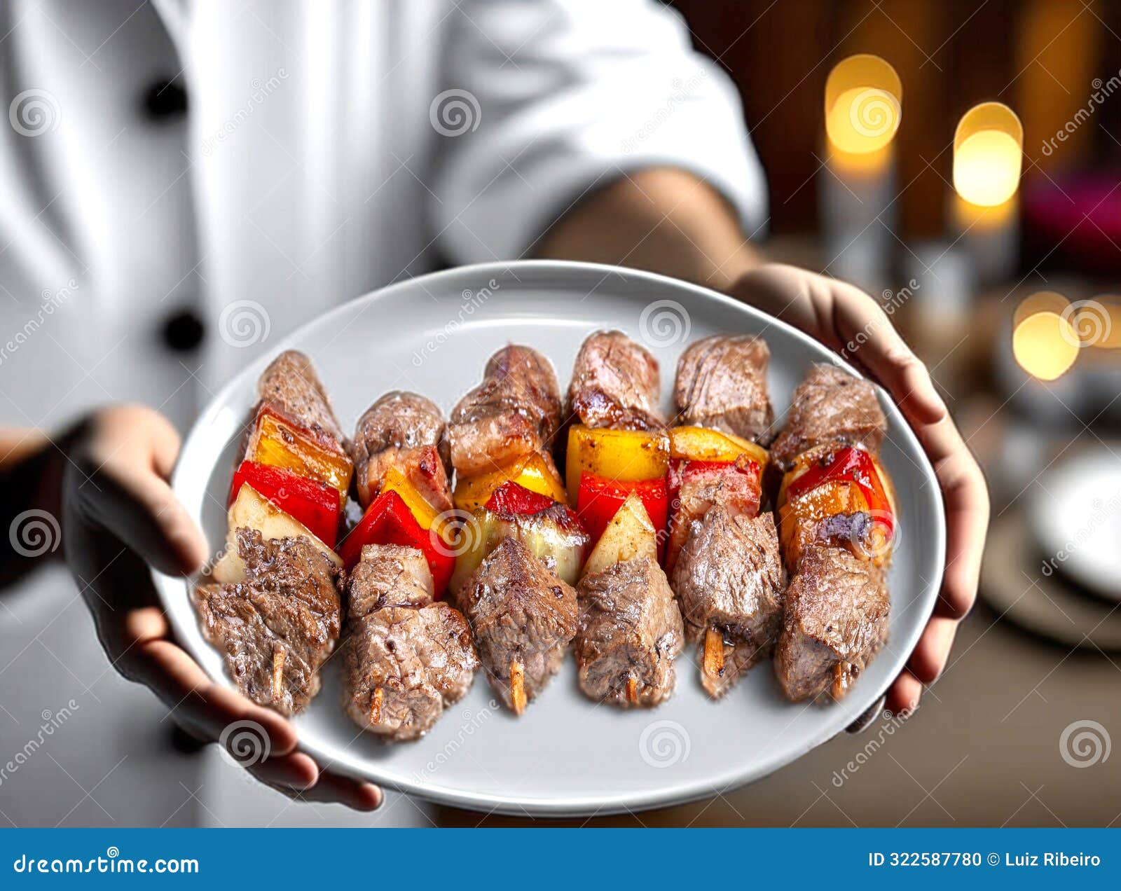 Barbecue. Meat Cuts Warming On The Embers On An Iron Grill. Traditional ...