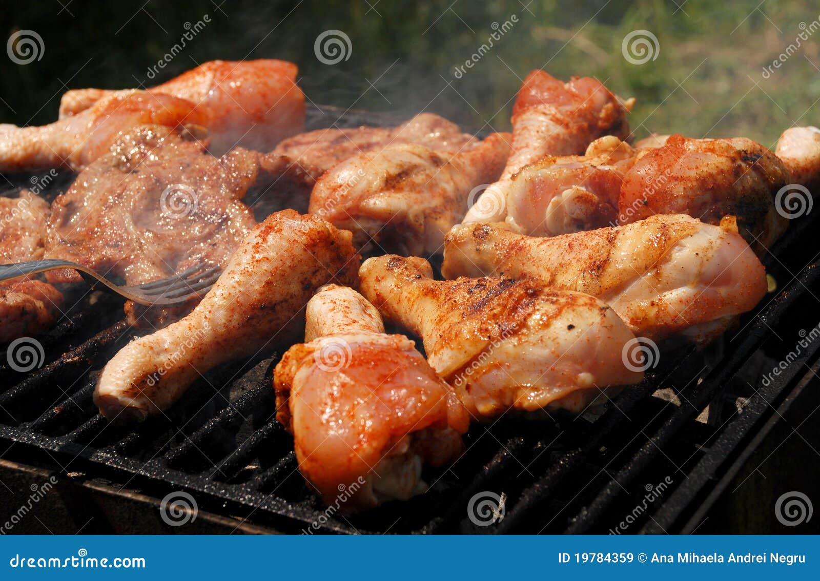 Barbecue Met Kip En Varkensvleesvlees Stock Afbeelding - Image of ...