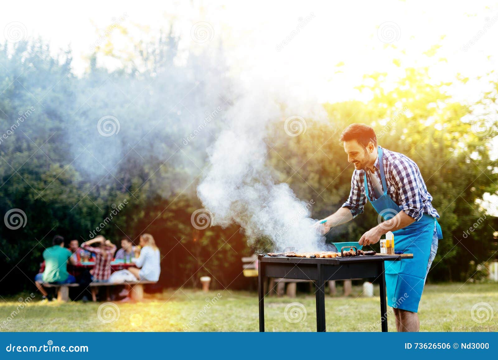 Barbecue in nature stock photo. Image of meal, meat, outdoors - 73626506