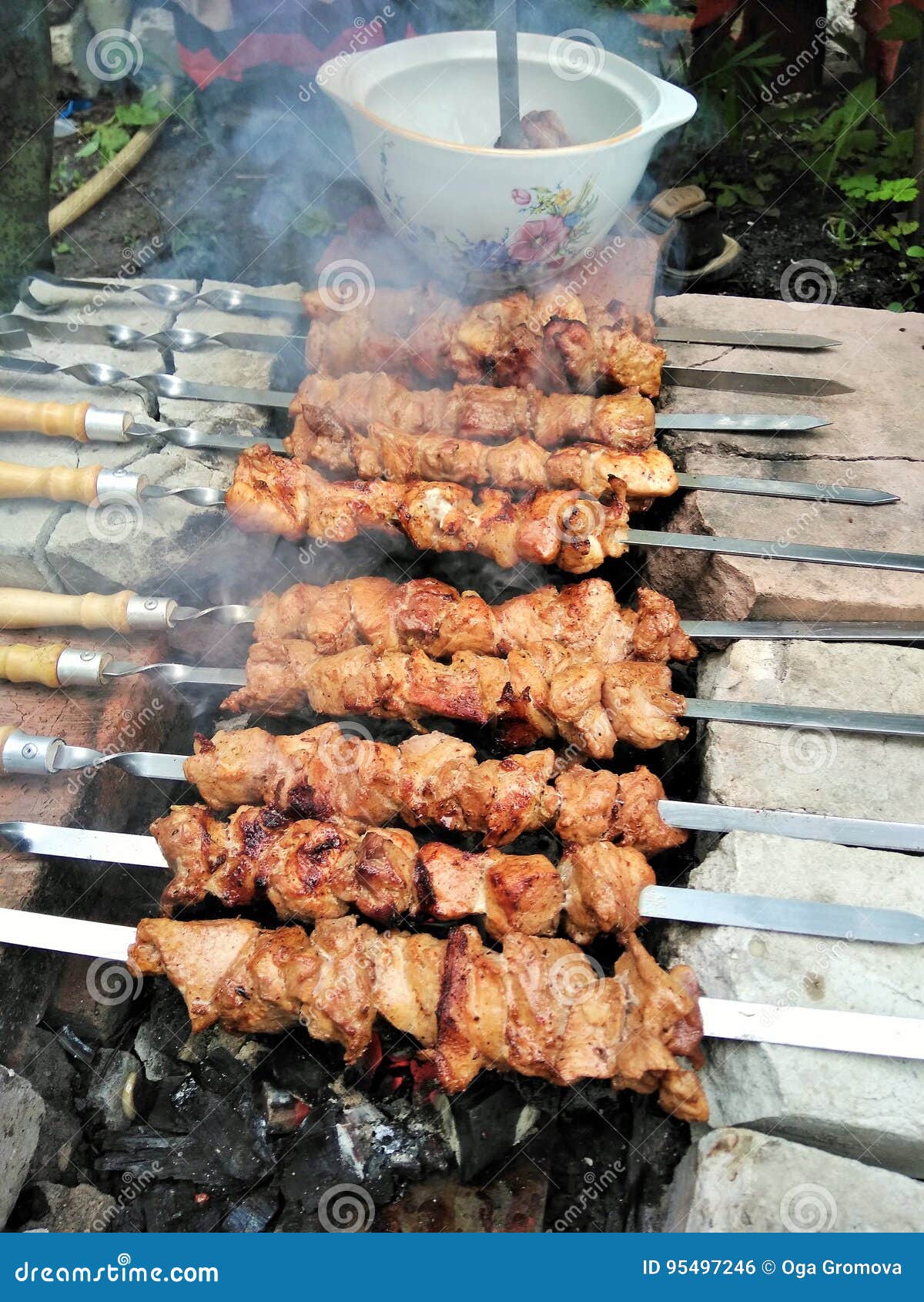 Barbecue in nature stock photo. Image of city, vacation - 95497246