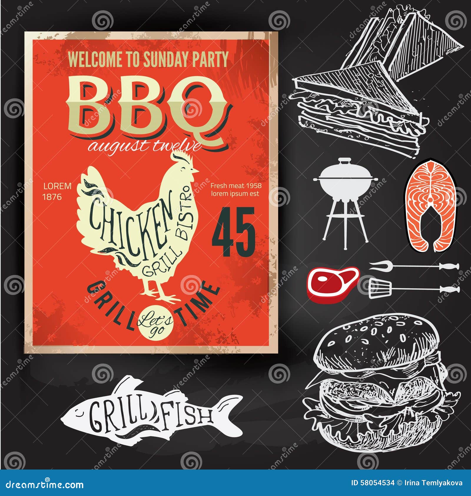 Barbecue Party Invitation. BBQ Brochure Menu Design Stock Vector ...