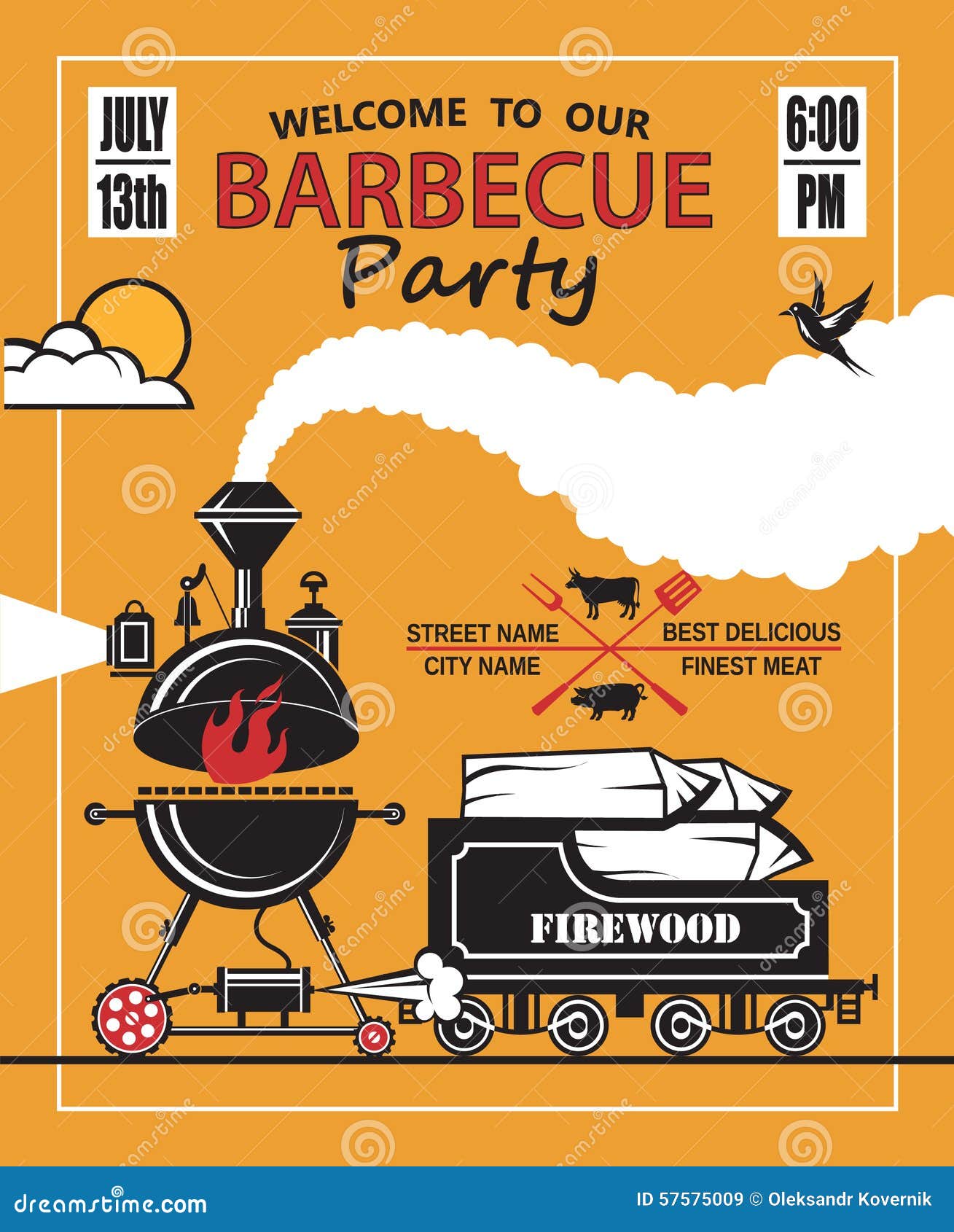 Barbecue Party Invitation. BBQ Template Menu Design. Food Flyer. Vector ...
