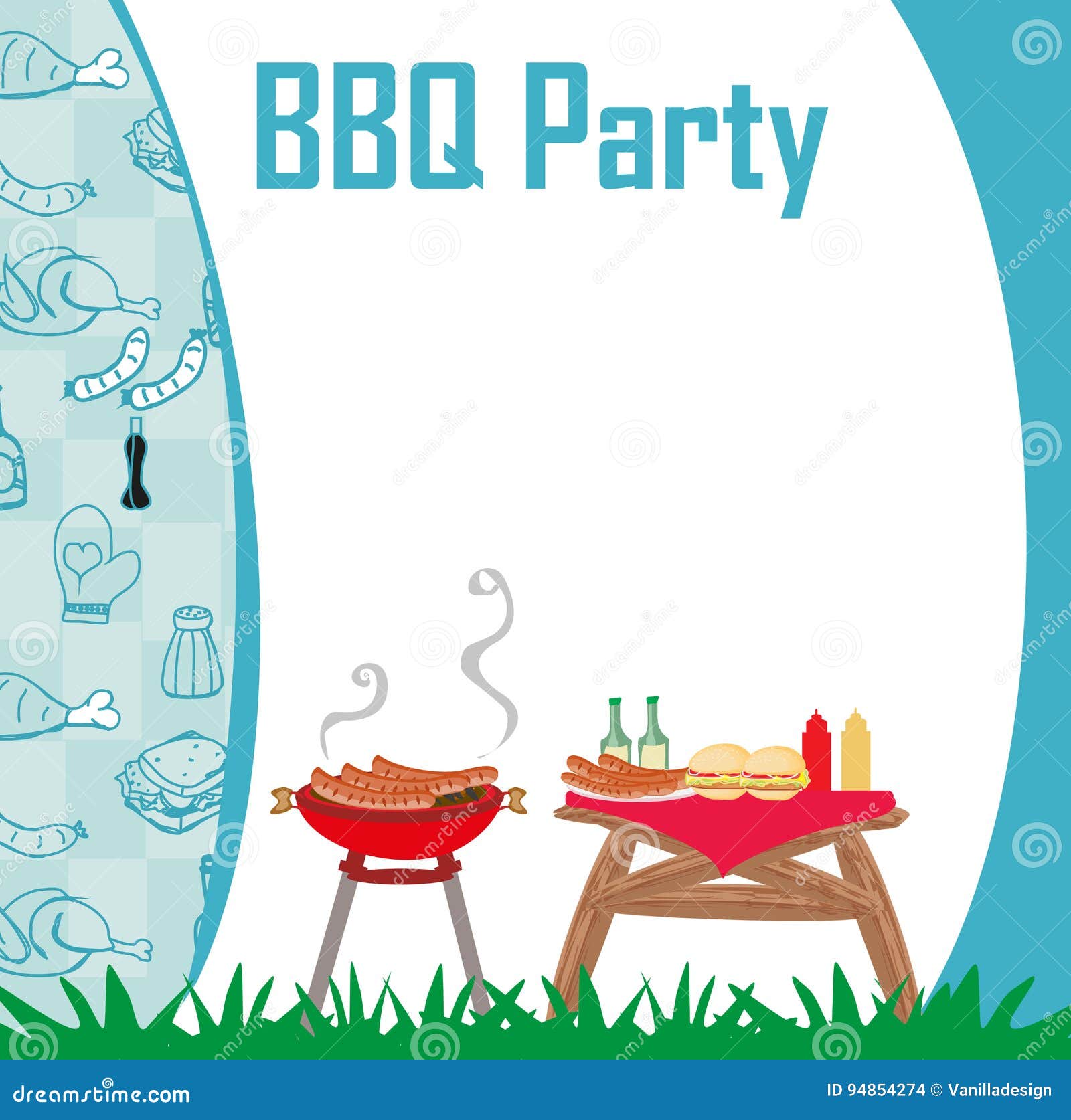 Barbecue Party Menu Card Invitation Stock Vector - Illustration of ...