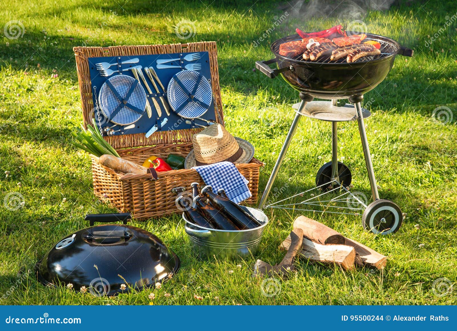 Barbecue picnic stock photo. Image of burn, meal, food - 95500244