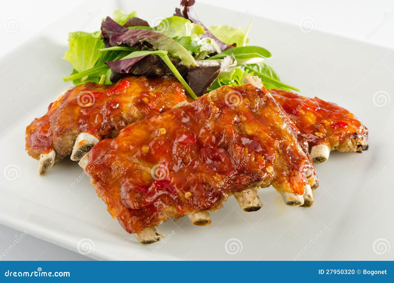 Barbecue pork ribs stock photo. Image of salad, delicious - 27950320