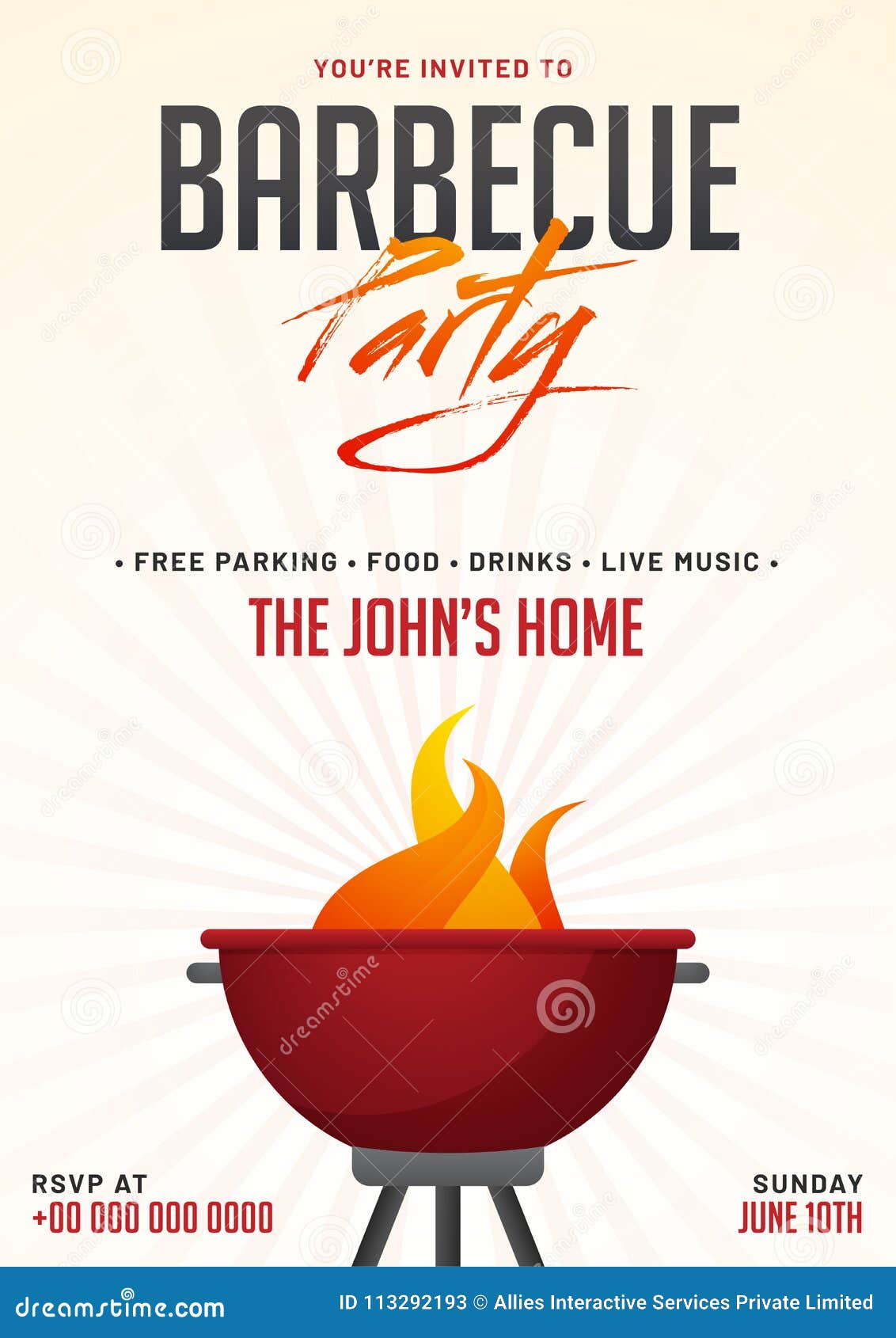 Barbecue Poster, Flyer, Template or Invitation Design. Stock ...