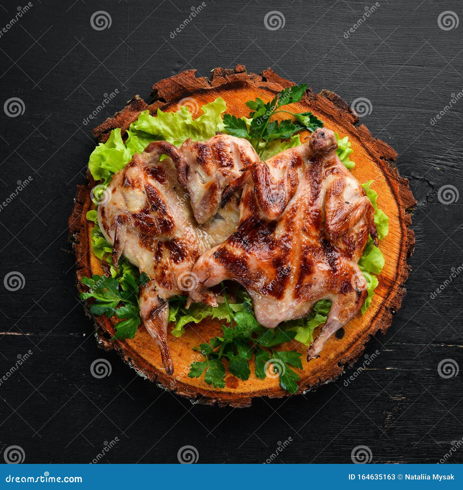 Barbecue. Roasted Quail with Vegetables Stock Image - Image of ...