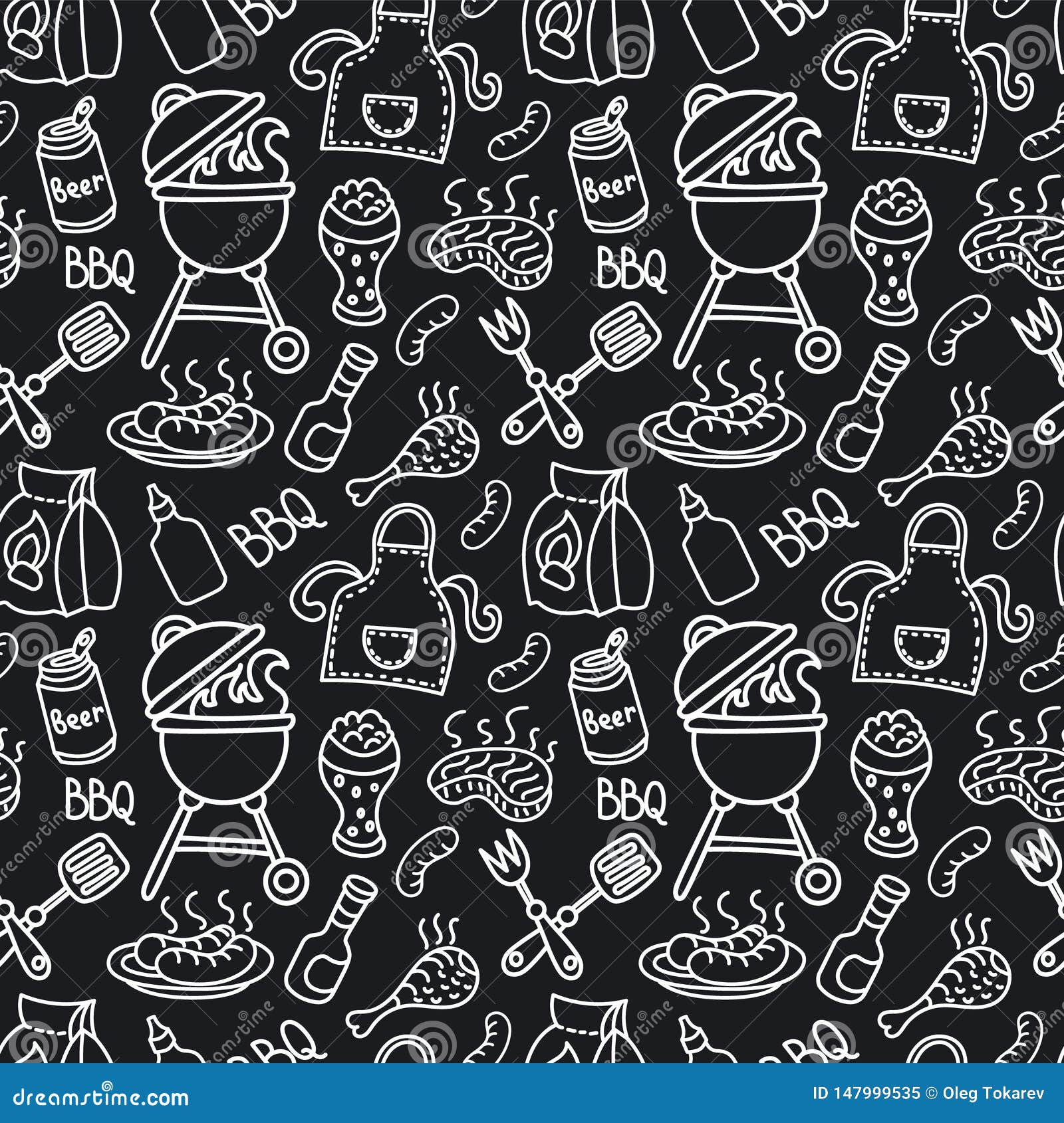 Barbecue seamless pattern stock vector. Illustration of vector - 147999535