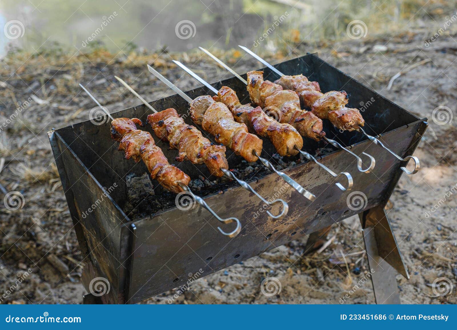 Barbecue Shish Kebab on the Grill Stock Photo - Image of tenderloin ...