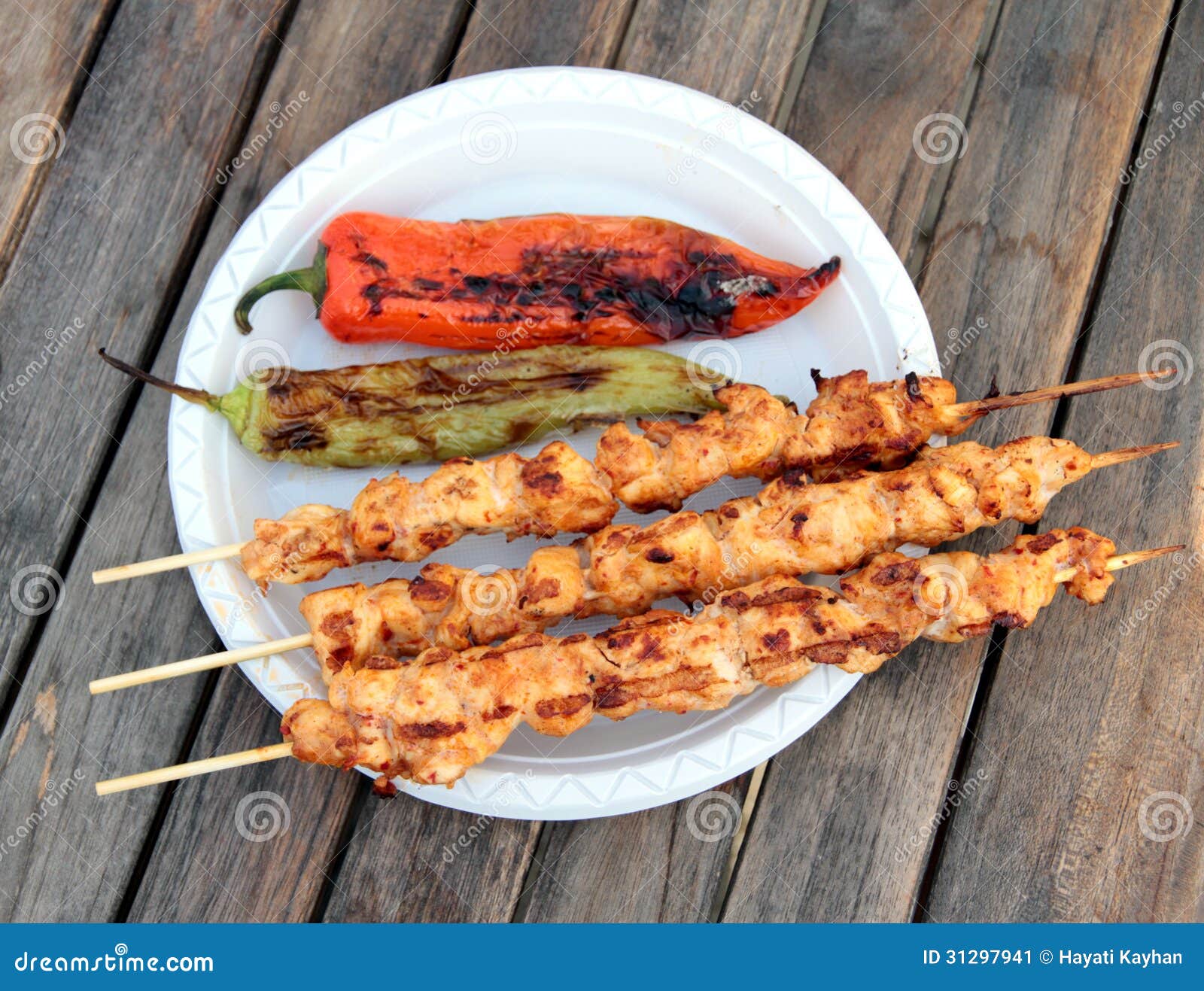 Barbecue. Shish Kebab and Grilled Peppers Stock Image - Image of halal ...