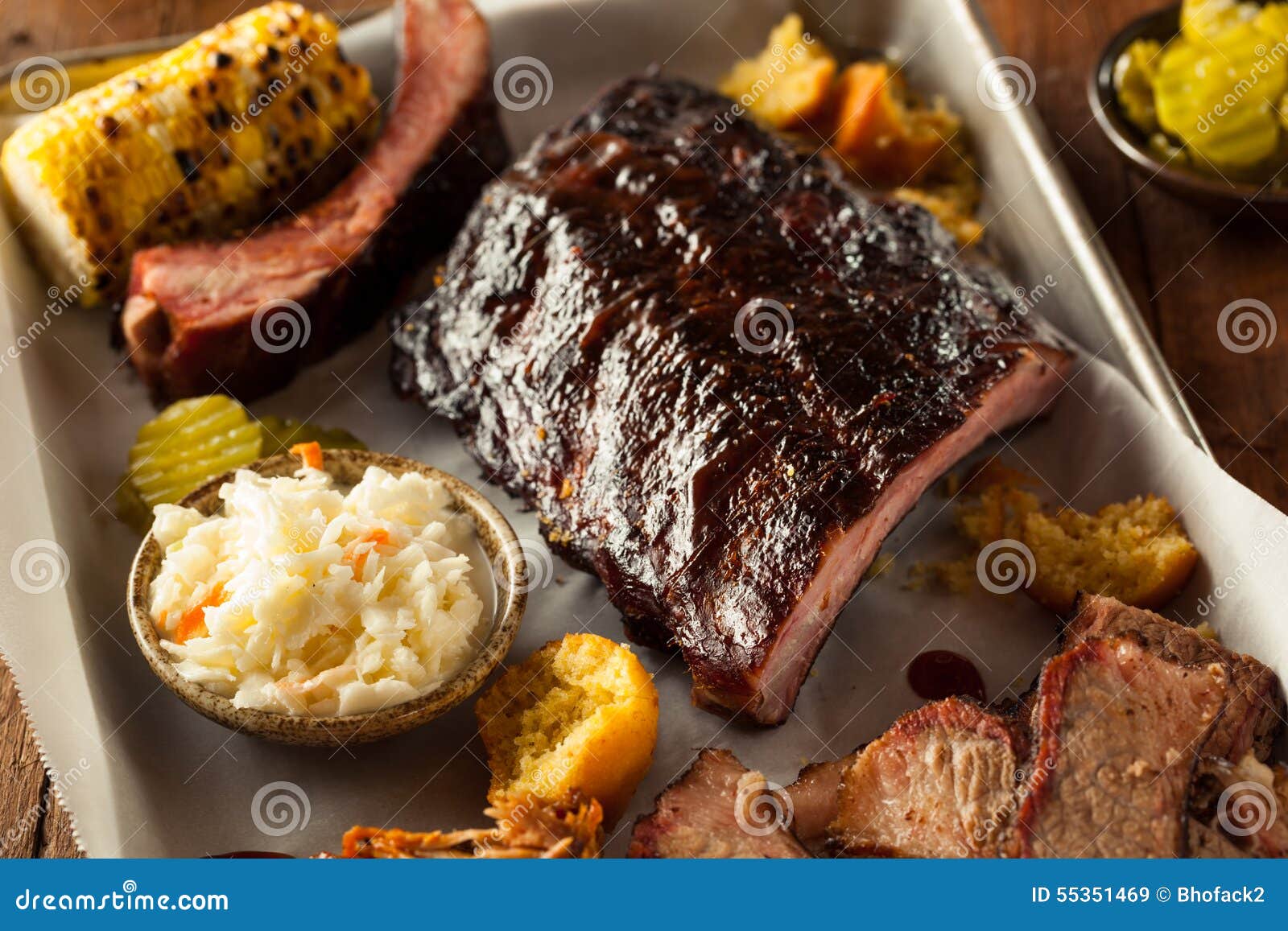 Barbecue Smoked Brisket and Ribs Platter Stock Image - Image of grilled ...