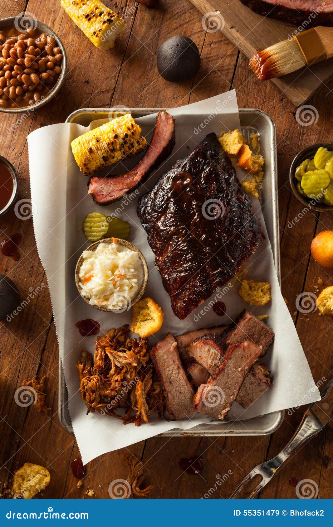 Barbecue Smoked Brisket and Ribs Platter Stock Image - Image of ...