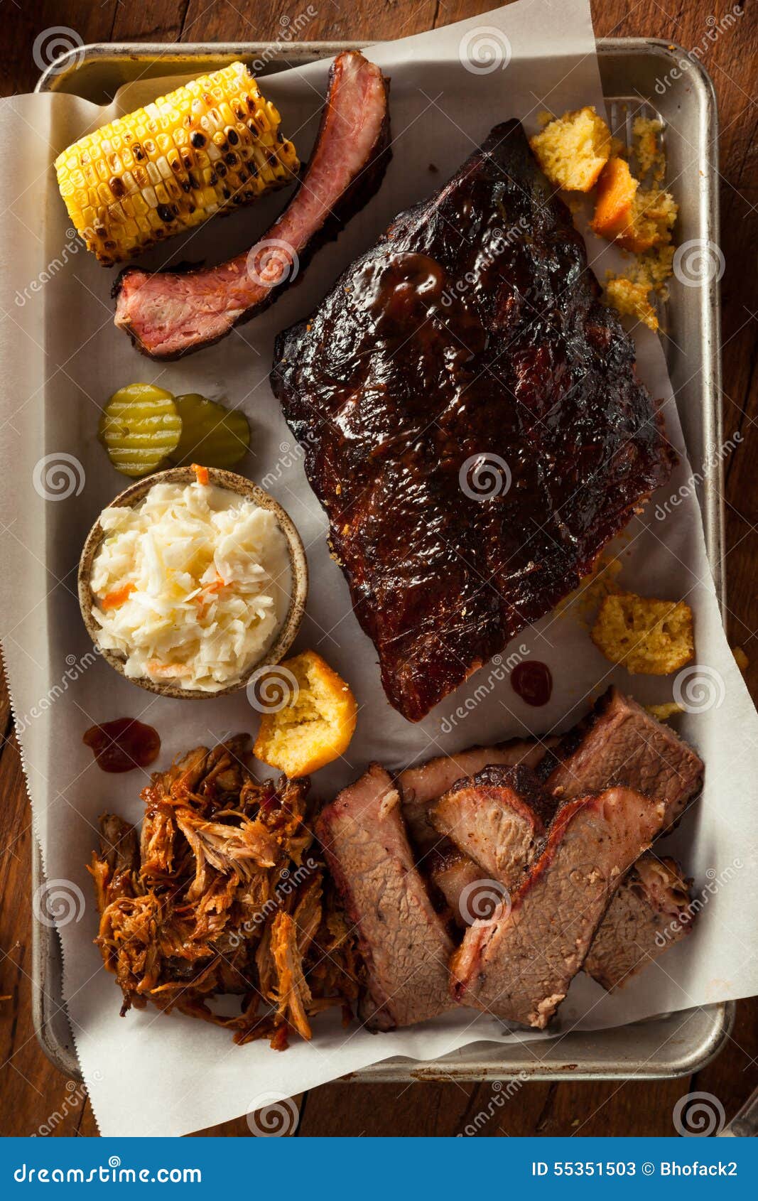 Barbecue Smoked Brisket and Ribs Platter Stock Image - Image of ...