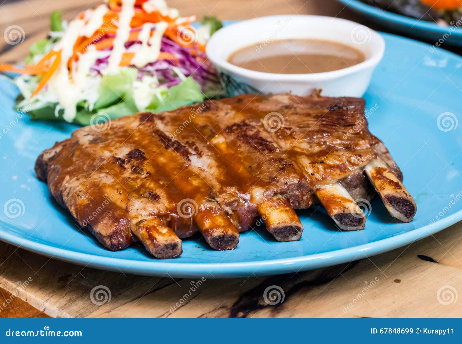 Barbecue Spare Ribs on Dish Stock Image - Image of brown, grill: 67848699