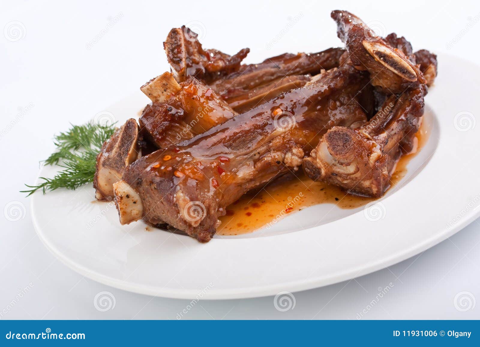 Barbecue Spare Ribs on a Plate Stock Photo - Image of grill, main: 11931006