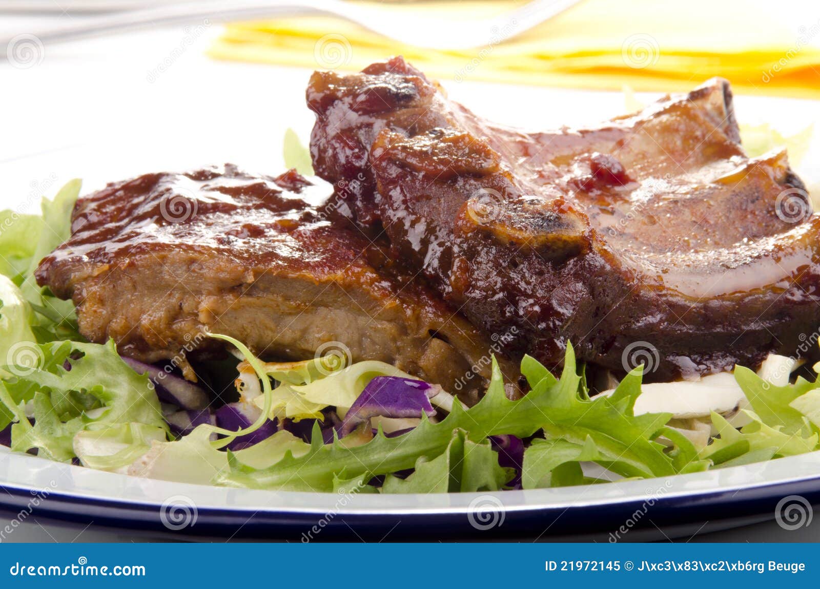 Barbecue Spare Ribs on a Plate Stock Image - Image of ribs, barbecue ...