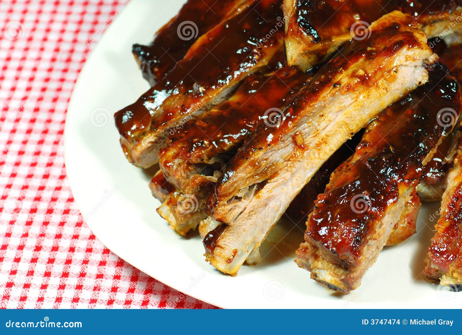 Barbecue Spare Ribs on a Plate Stock Photo - Image of cooking ...
