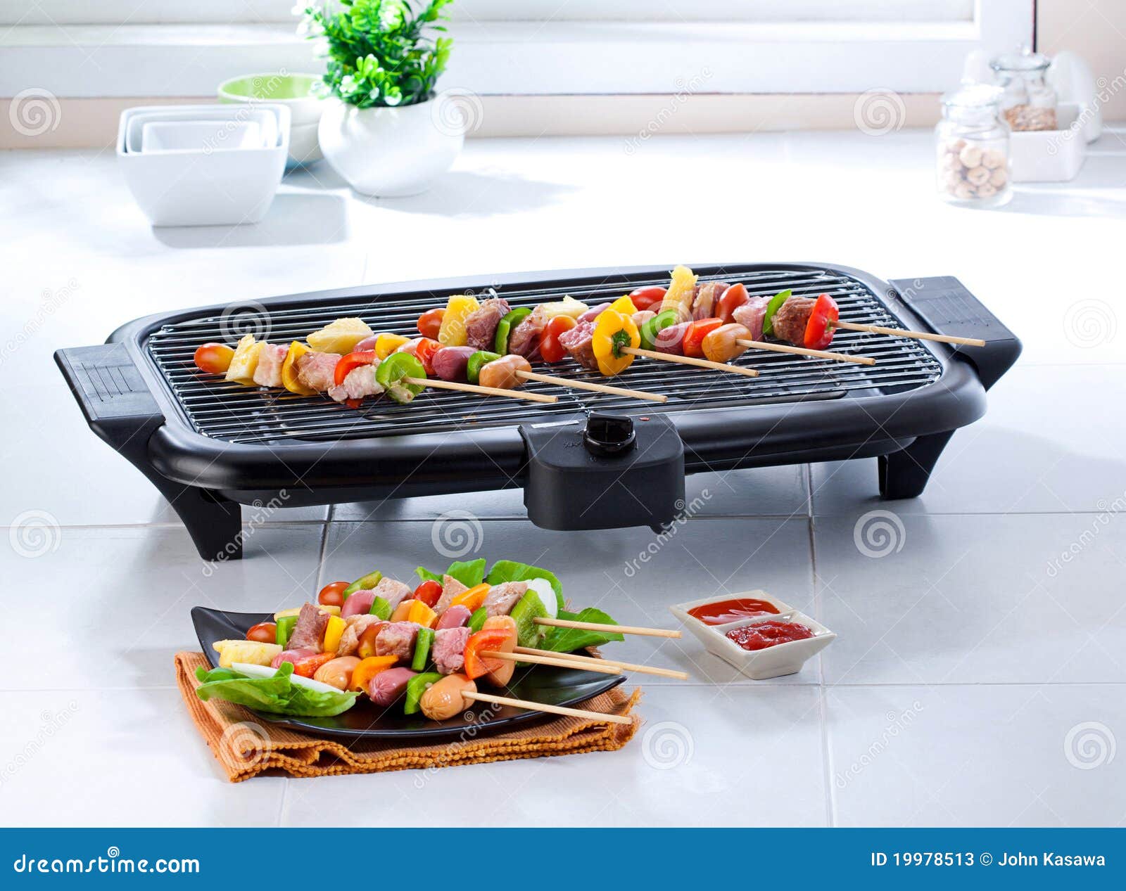 Barbecue in the Kitchen Interior Stock Image - Image of barbecue, easy ...