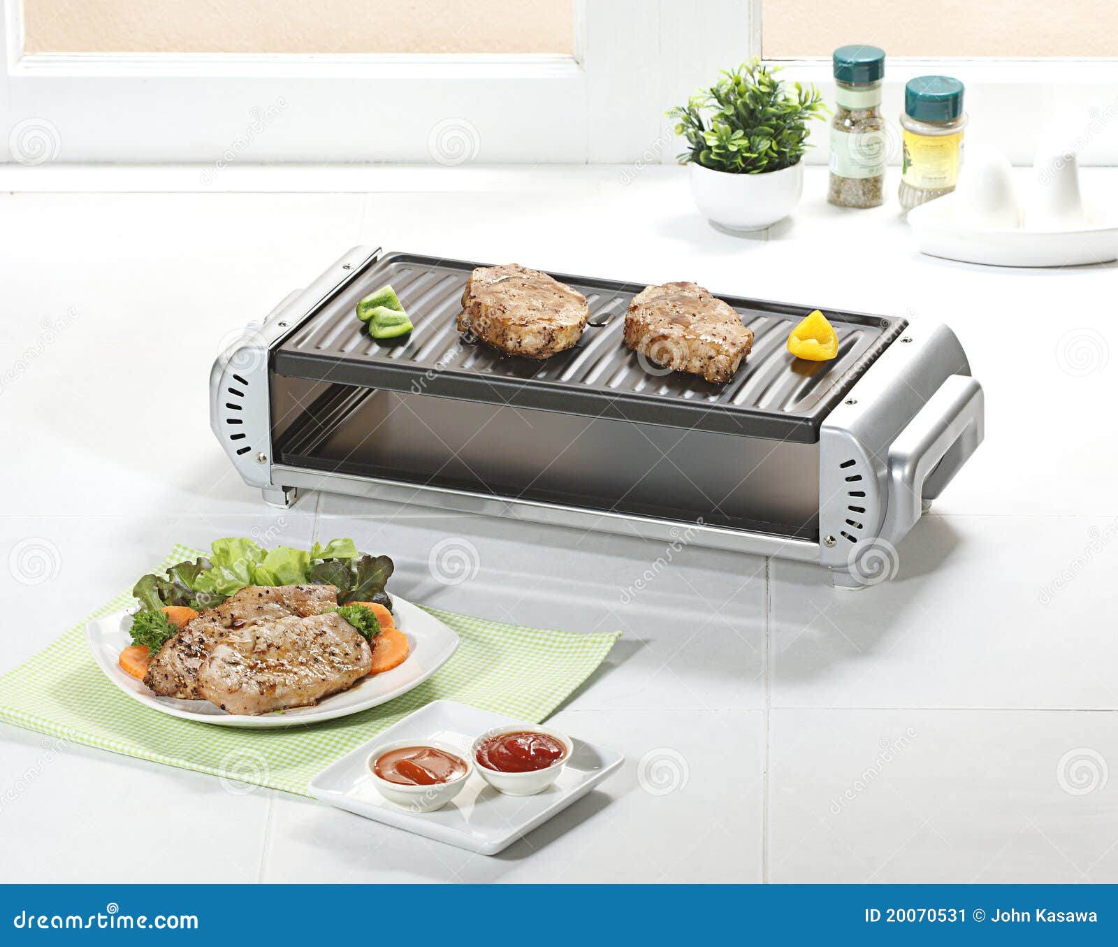 Barbecue Stove in the Kitchen Interior Stock Image - Image of steak ...