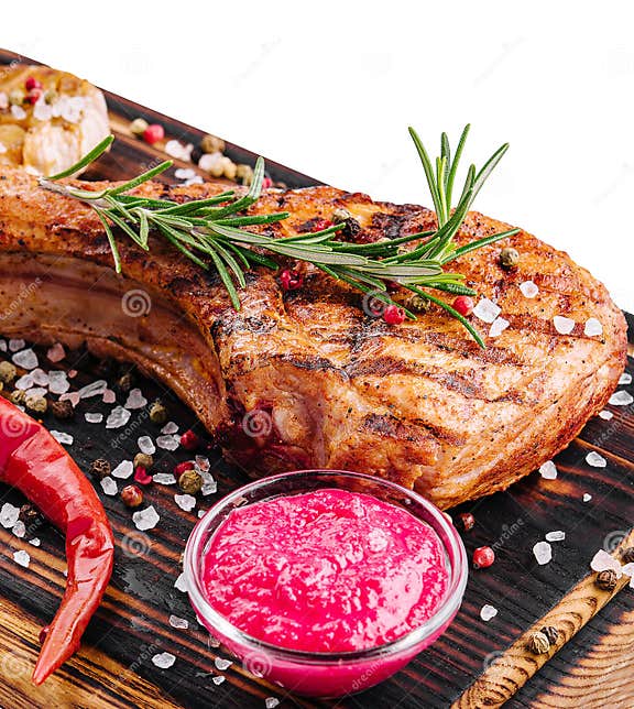 Barbecue Tomahawk Steak on Cutting Board Stock Image - Image of blood, juicy: 274752281
