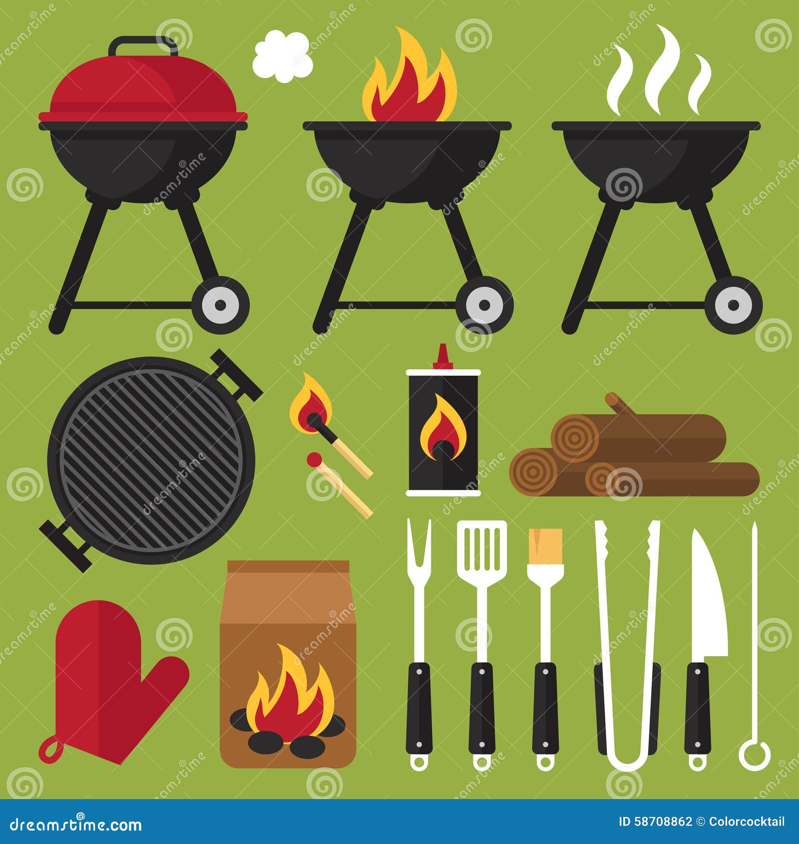 Barbecue tools stock vector. Illustration of utensil - 58708862