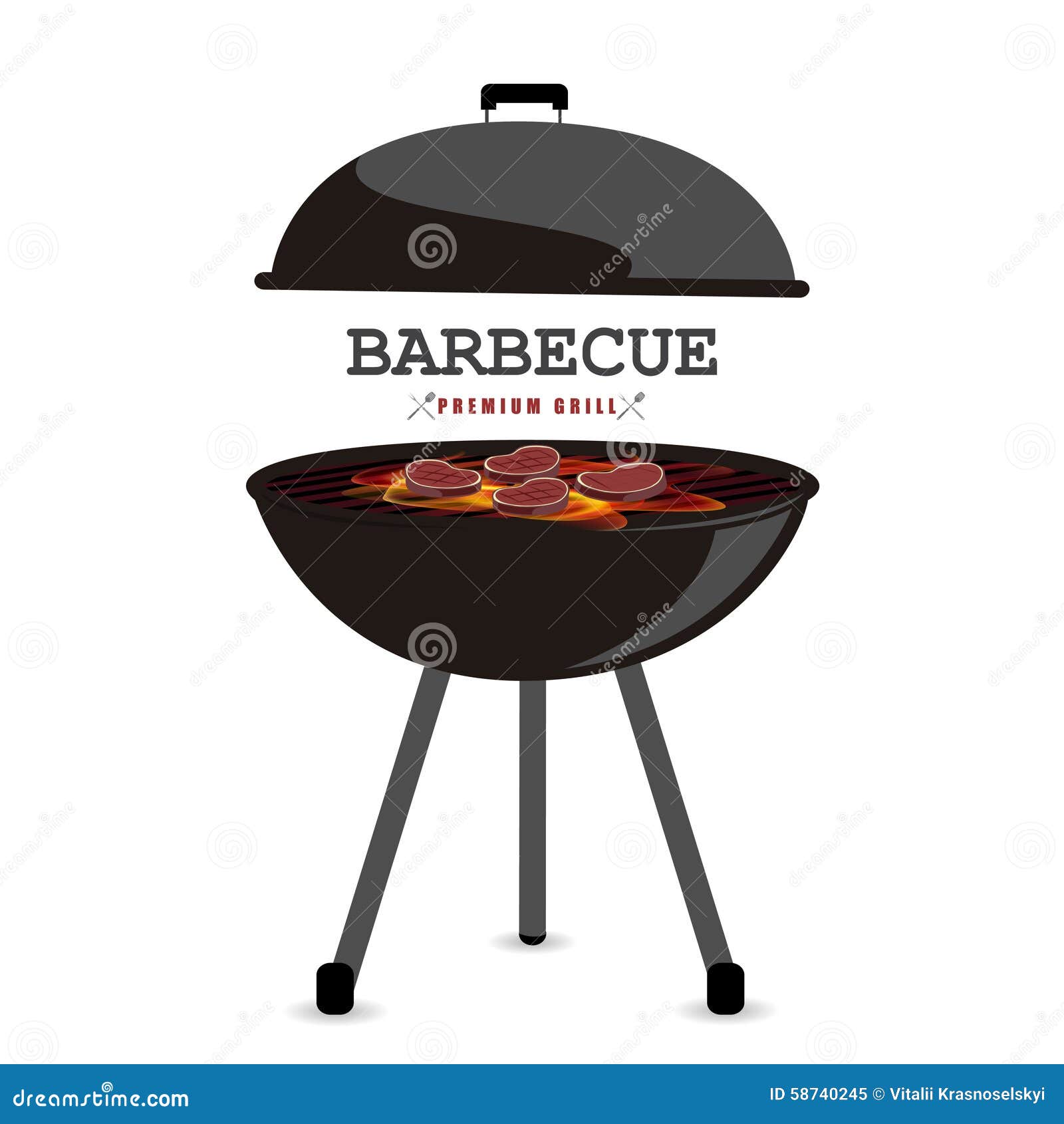 Barbecue Vector with Shadow Illustration Stock Vector - Illustration of ...