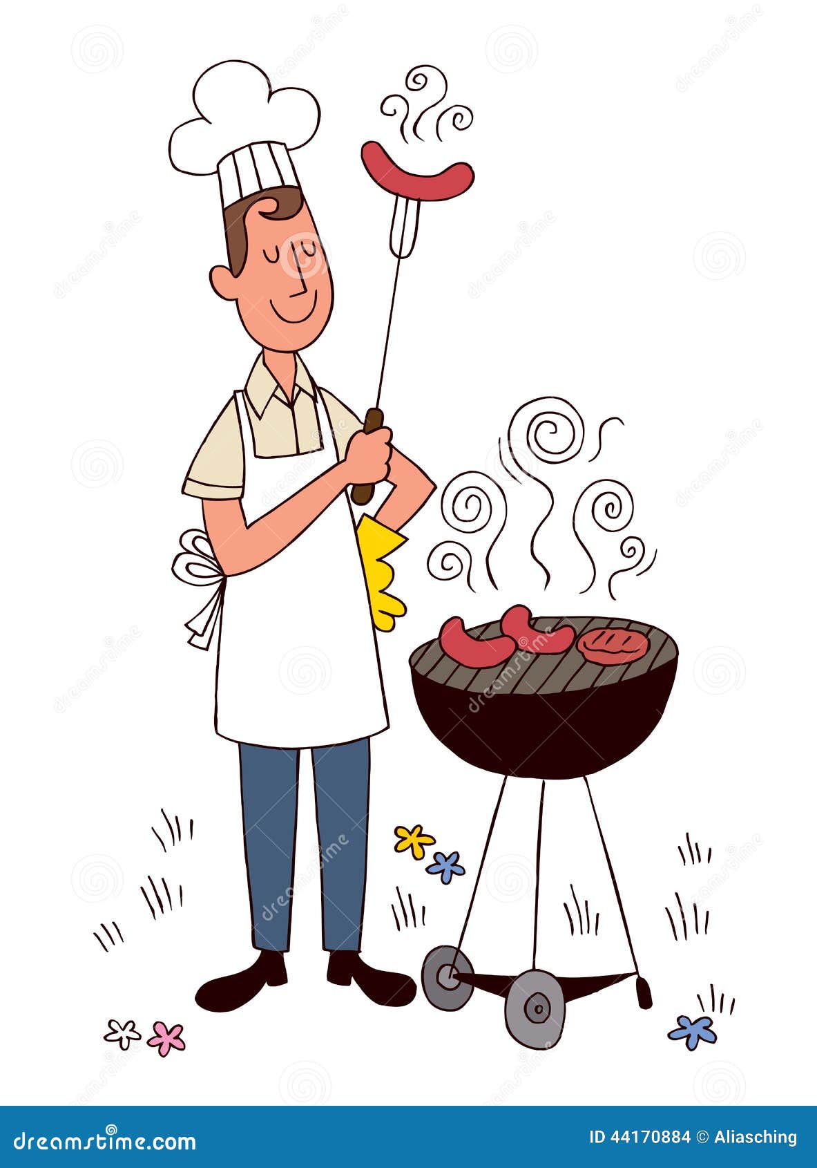 Barbecuechef-kok vector illustratie. Illustration of vlees - 44170884