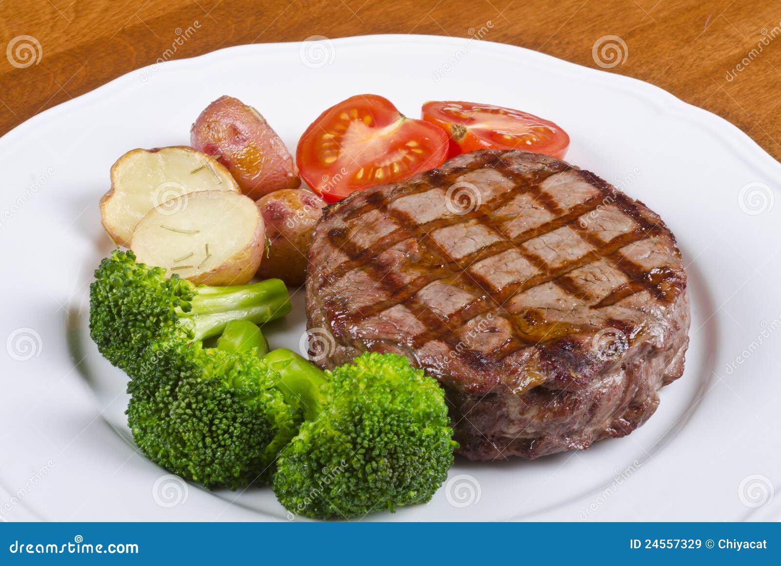 Barbecued Beef Steak Served with Vegetables #2 Stock Image - Image of ...