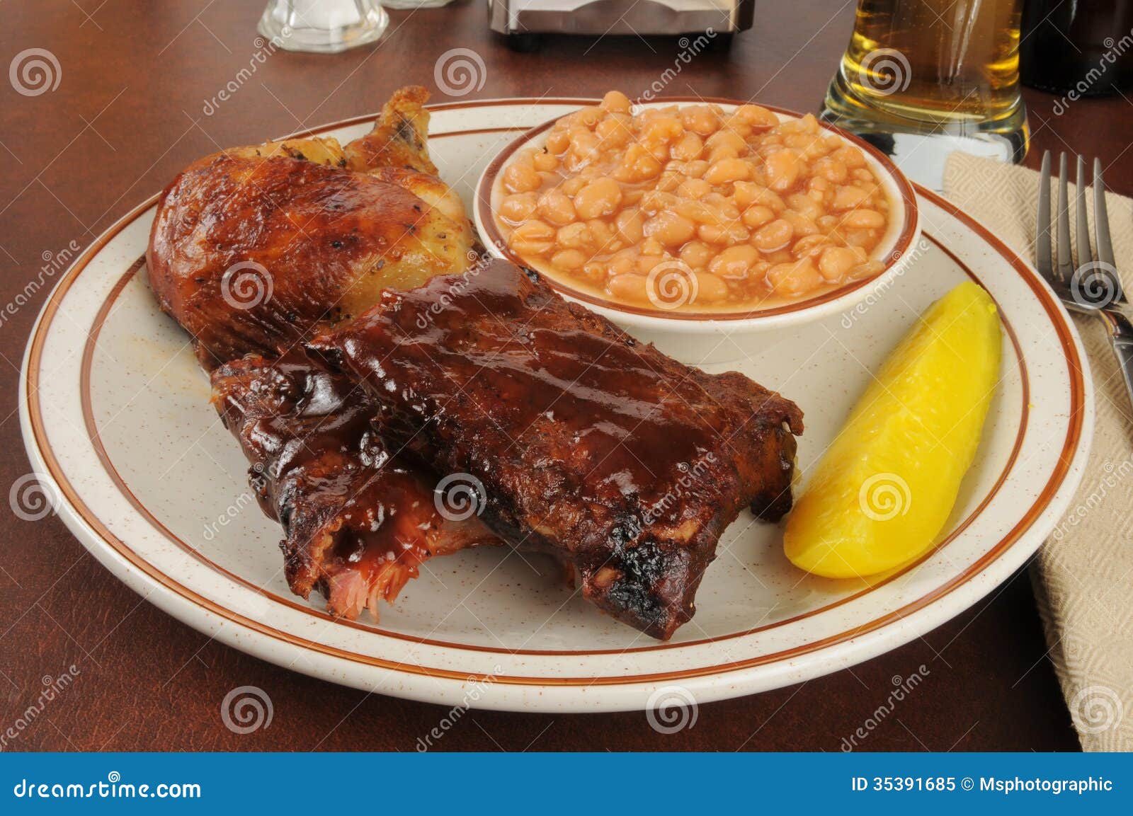 Barbecued chicken and ribs stock image. Image of gourmet - 35391685