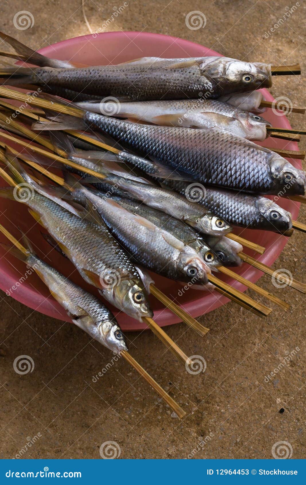 Barbecued fish on stick stock image. Image of vertical - 12964453