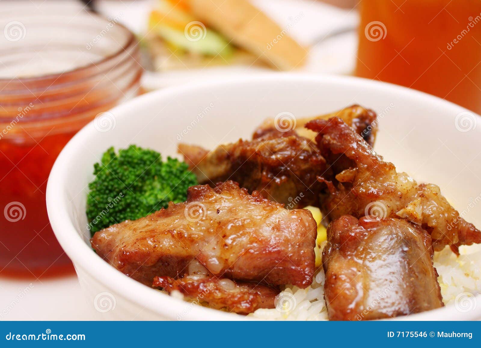 Barbecued Pork Rice stock photo. Image of beverage, chinese - 7175546