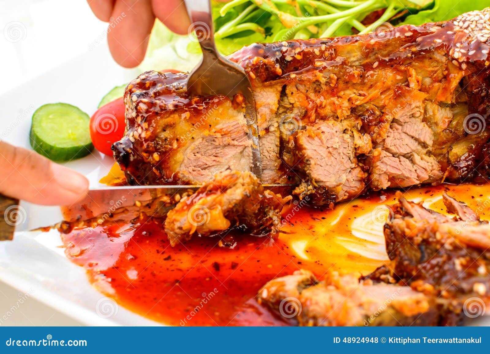 Barbecued pork spare ribs stock photo. Image of lunch - 48924948
