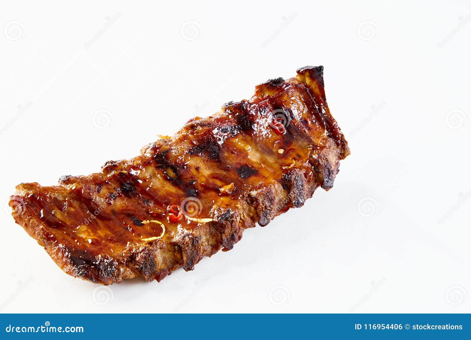 Barbecued Sticky Spare Ribs with Copy Space Stock Photo - Image of ...