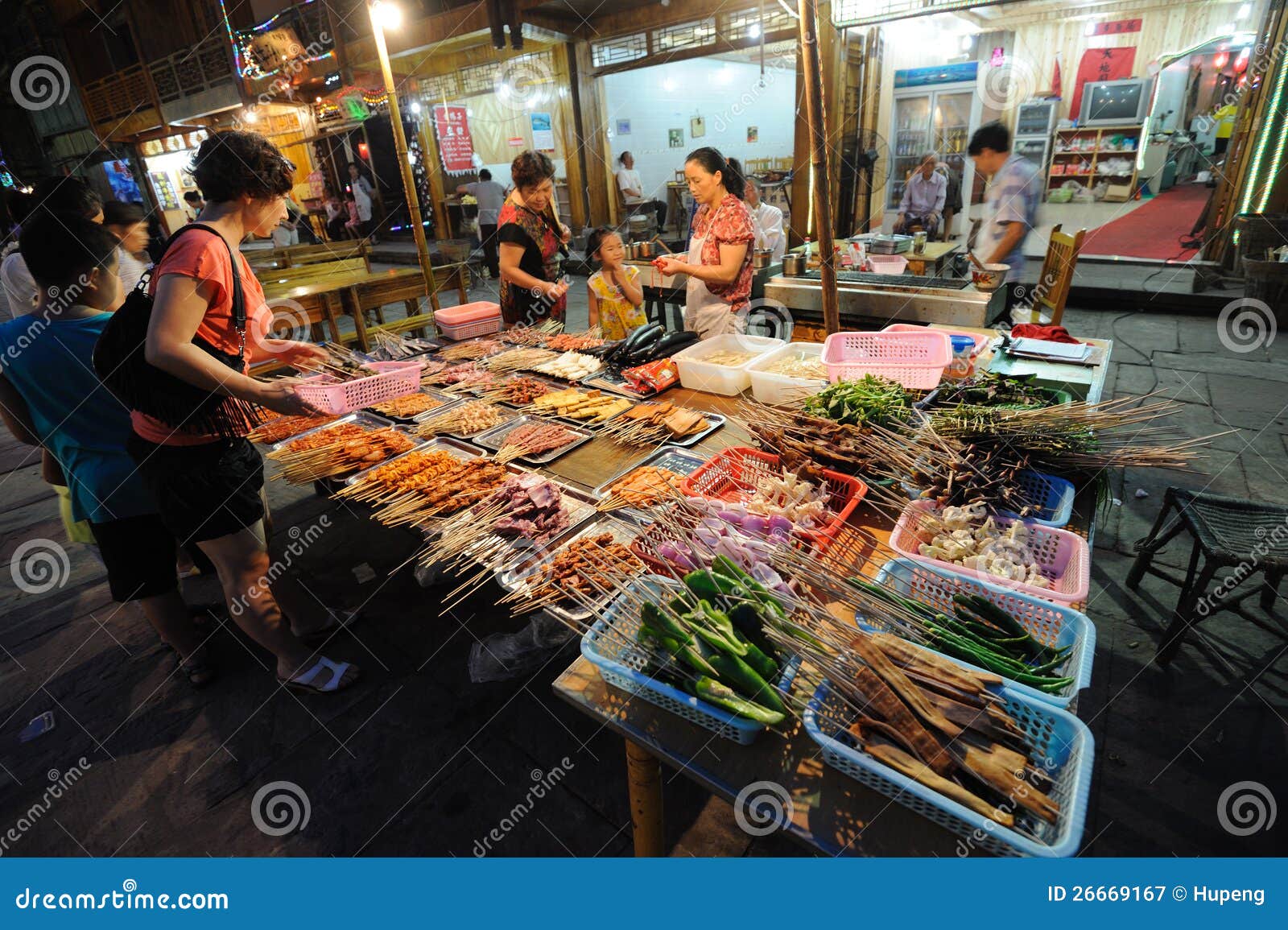 Barbecued Street Foods at Night Editorial Photography - Image of ...