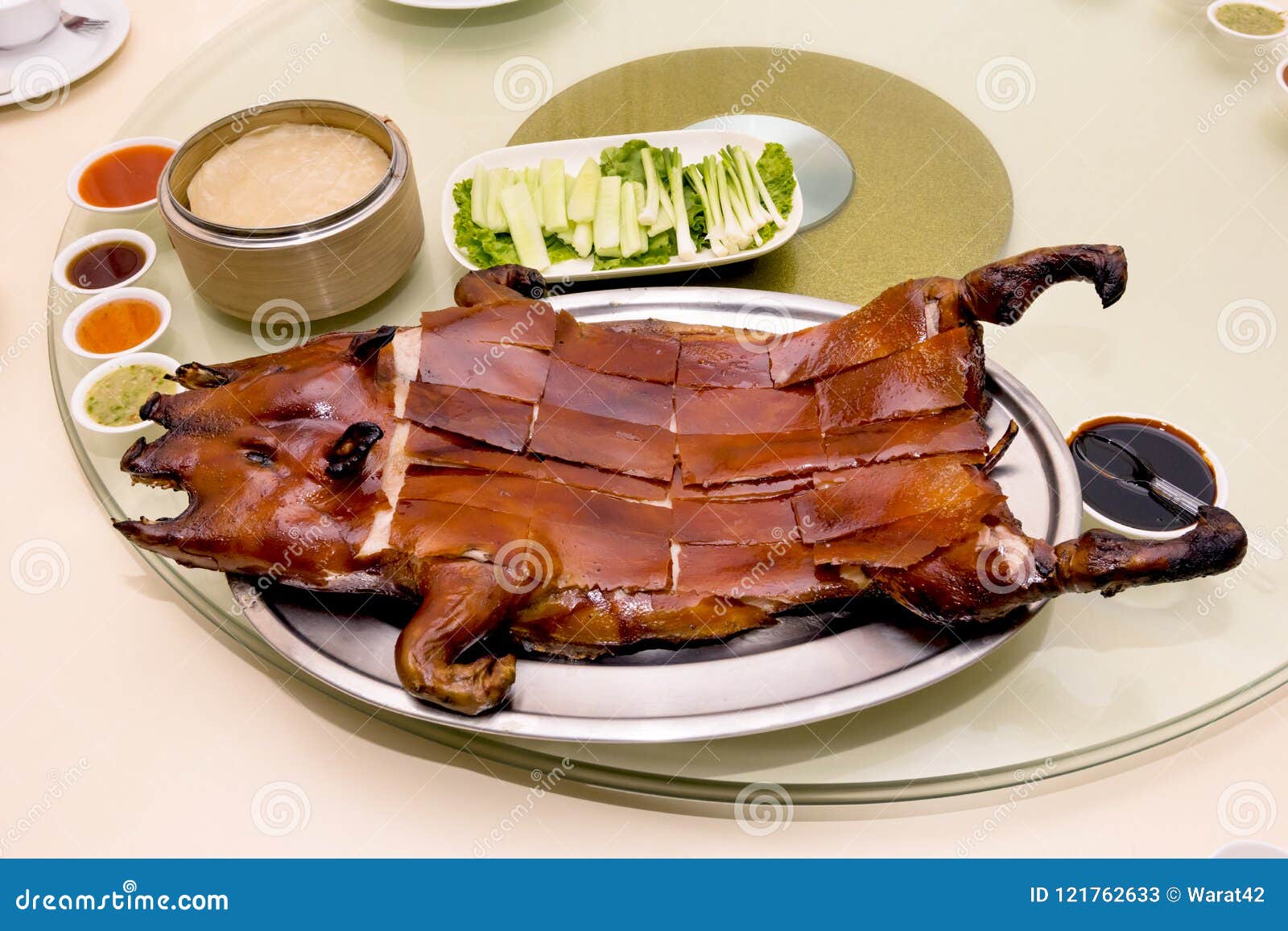 Barbecued Suckling Pig in Restaurant Stock Image - Image of pork ...