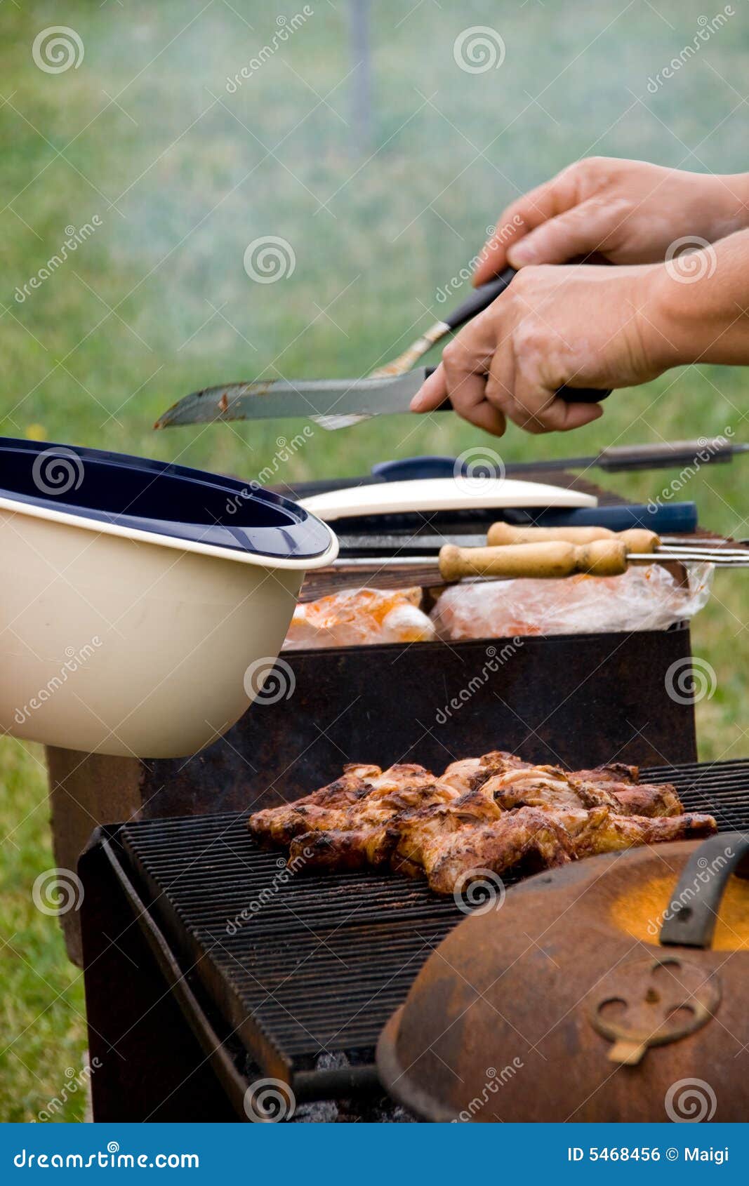 Barbecuing Chicken stock photo. Image of grills, cooking - 5468456